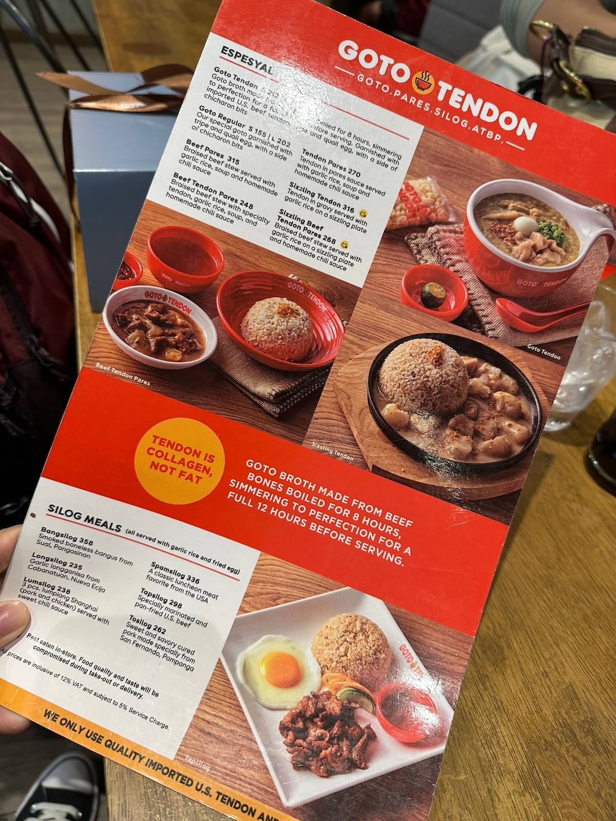 Carta del restaurante Goto Tendon Scout Borromeo, Ciudad Quezon