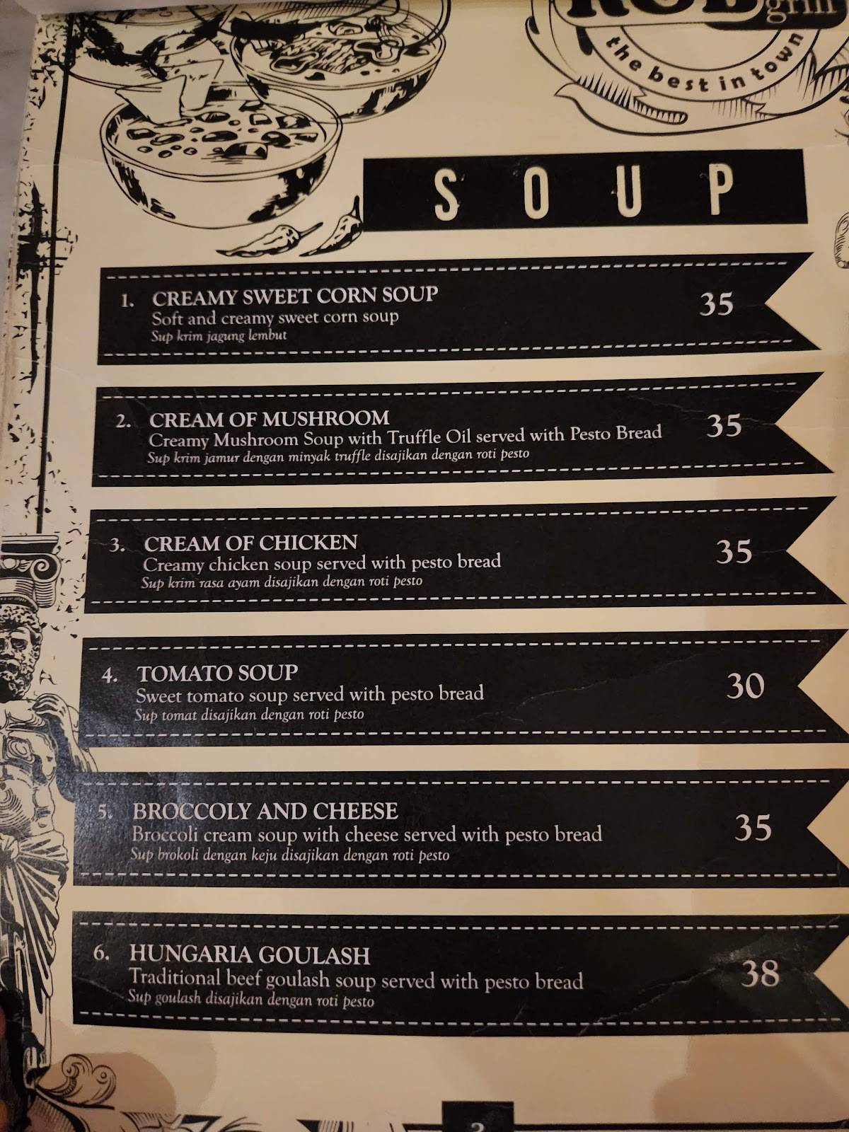 Menu at R&B Grill cafe, Yogyakarta, Jl. R.W. Monginsidi No.37