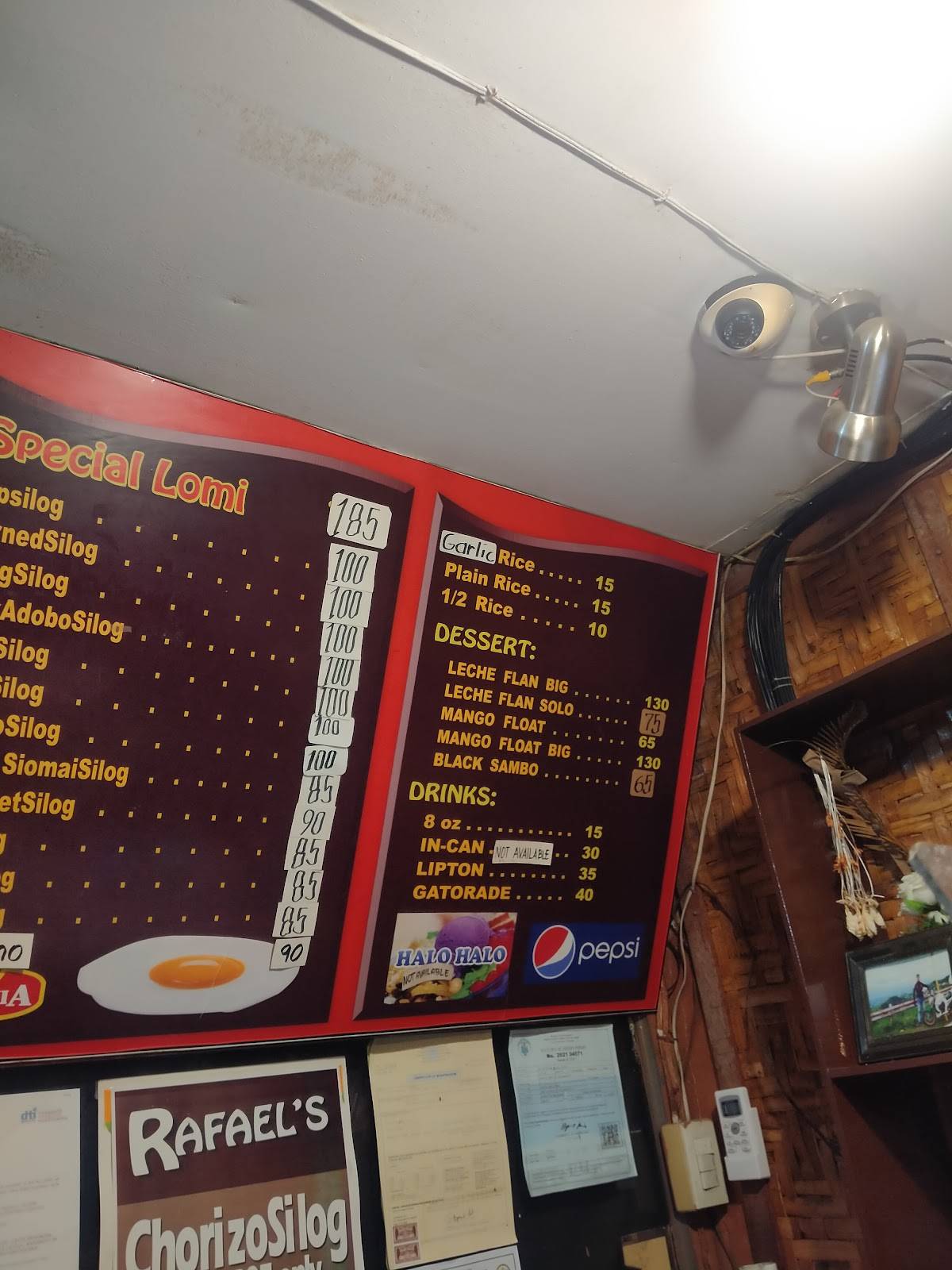Menu at RAFAEL'S restaurant, Tacloban City, 62Q3+MQG