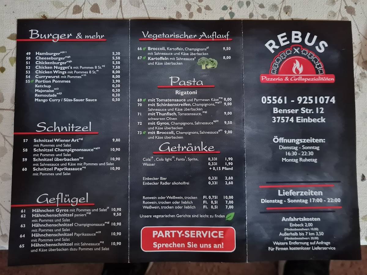Speisekarte von REBUS restaurant, Einbeck