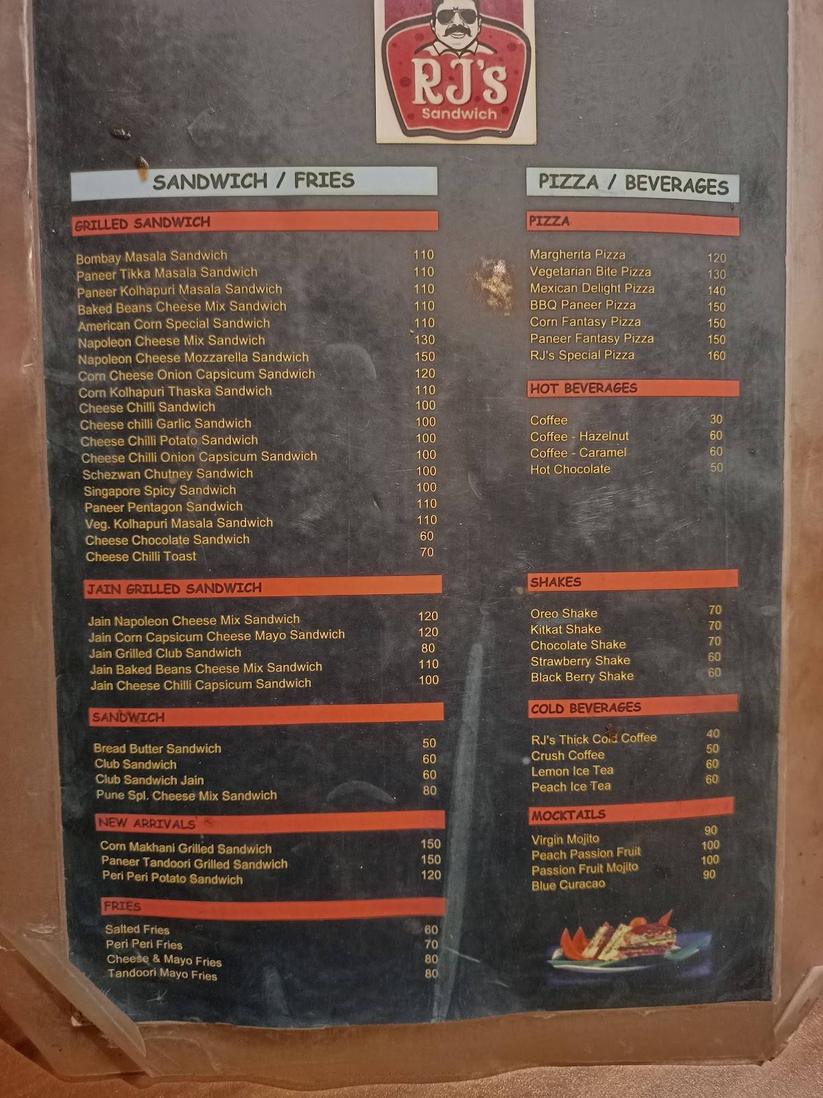 Menu at RJ's Sandwich Sinhagad Road, Pune