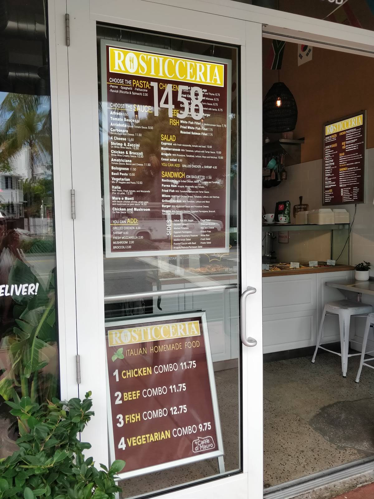 Menu at ROSTICCERIA restaurant, Miami Beach