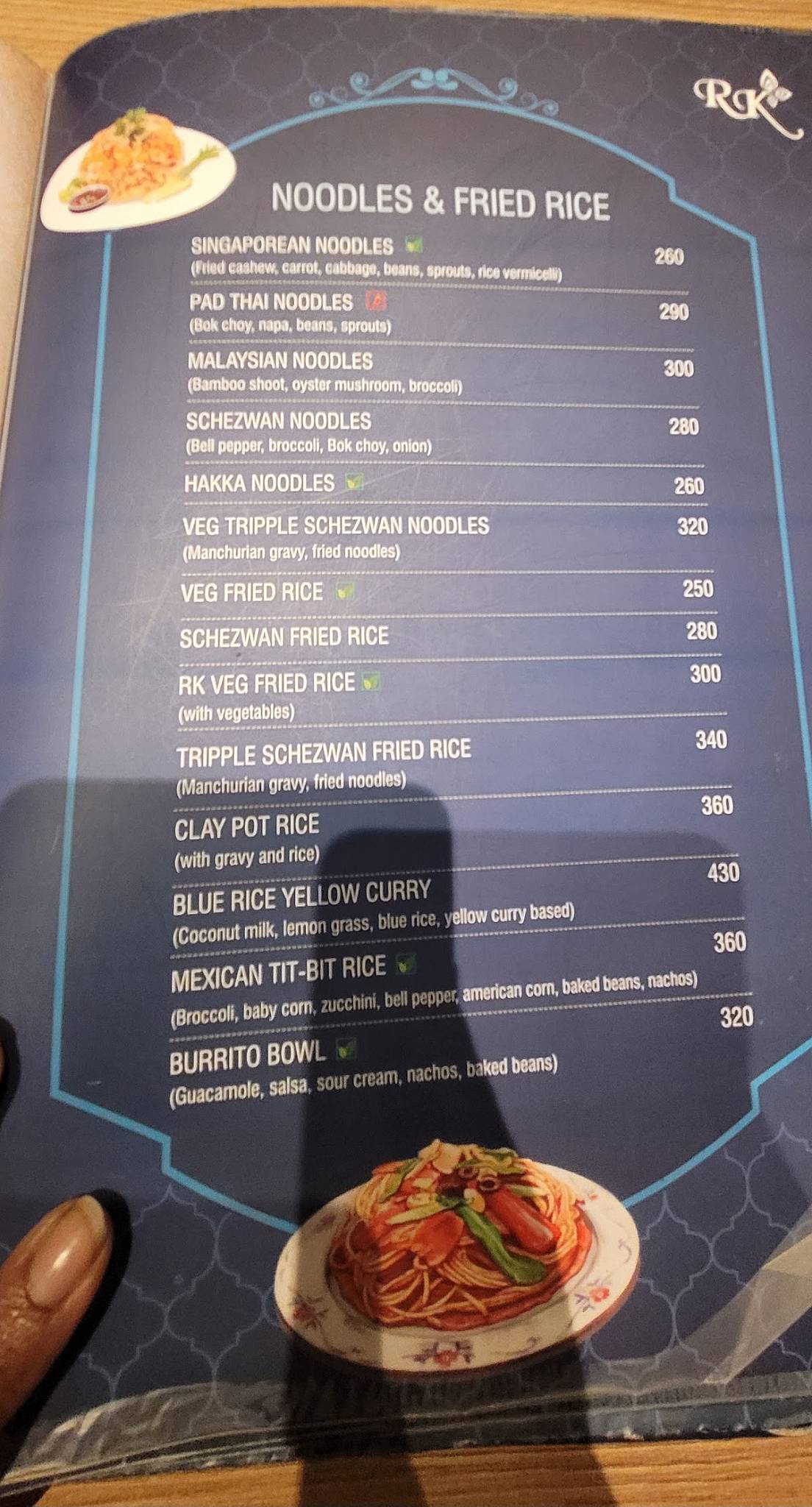 Menu at Radha Krishna, Matunga, Mumbai