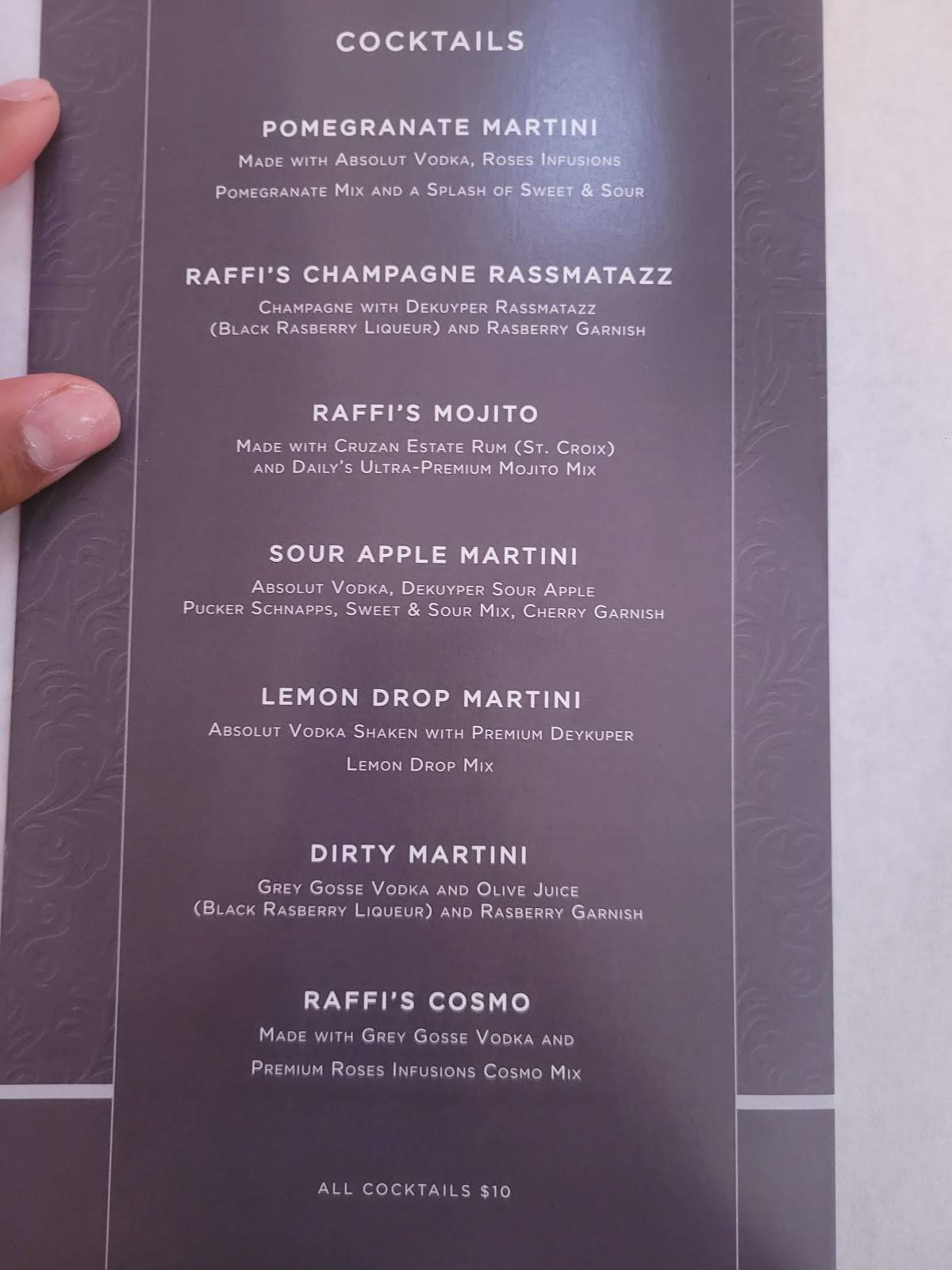 Menu at Raffi's Place restaurant, Glendale