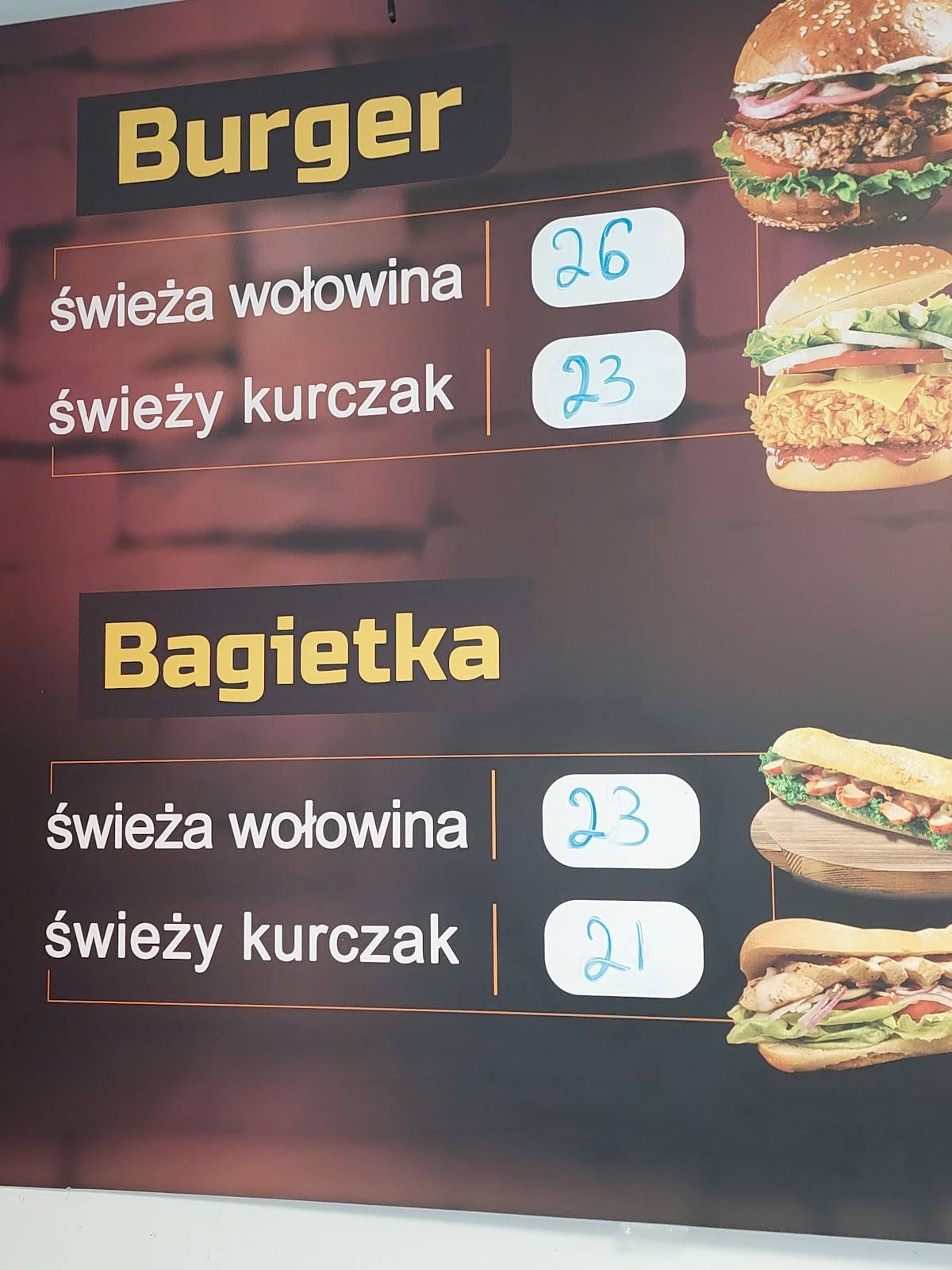 Menu at Rageh Kebab restaurant, Piotrków Trybunalski
