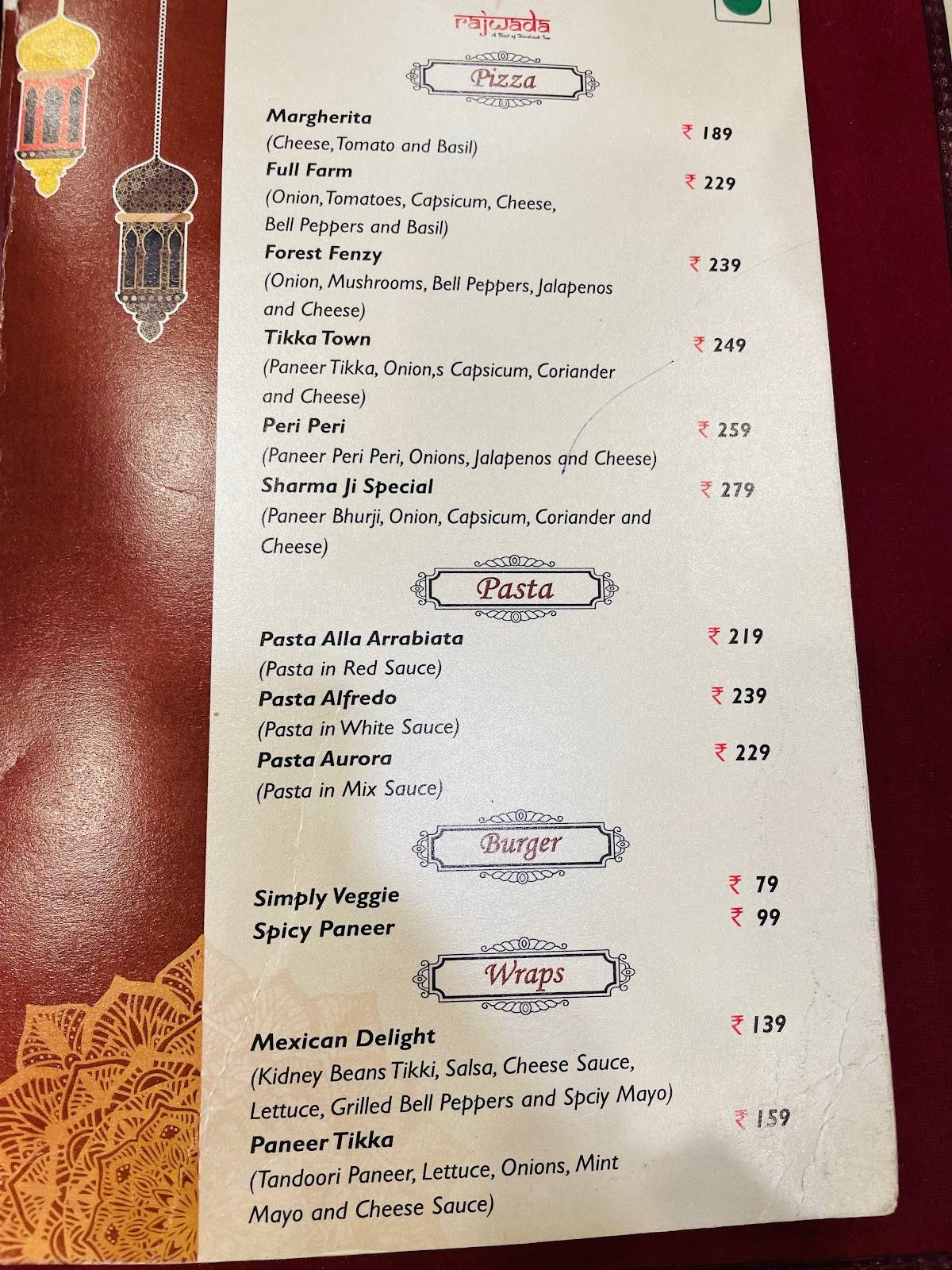 Menu at Rajwada Food Court, Gurugram