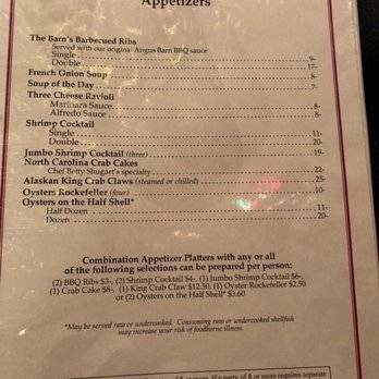 Menu at Angus Barn, Raleigh, Glenwood Ave