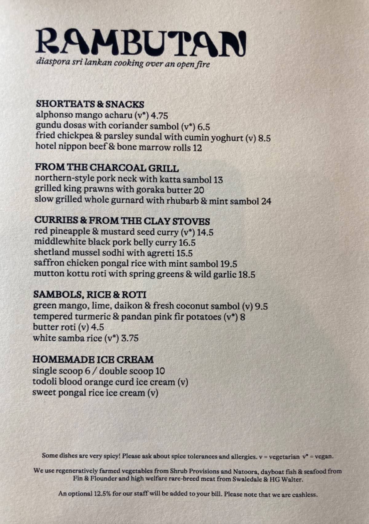 Menu at Rambutan pub & bar, London