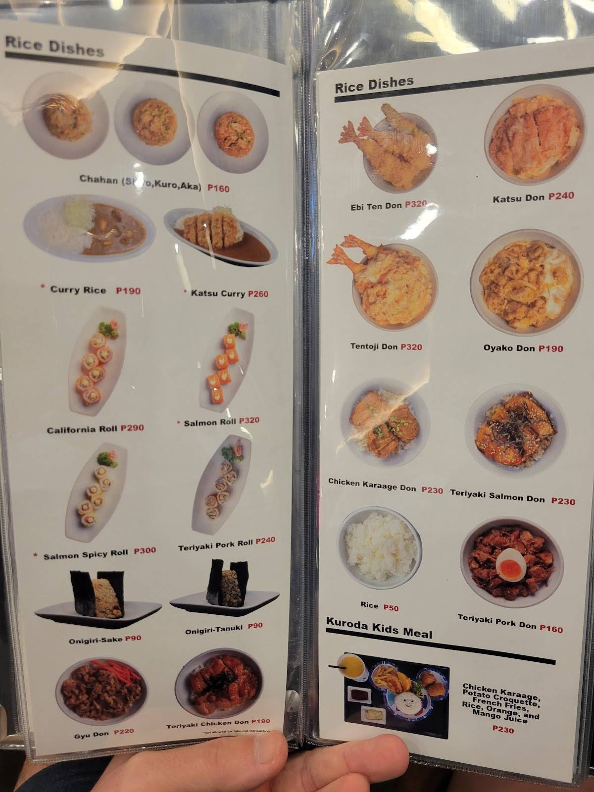 Menu at Ramen Kuroda TriNoma restaurant, Quezon City