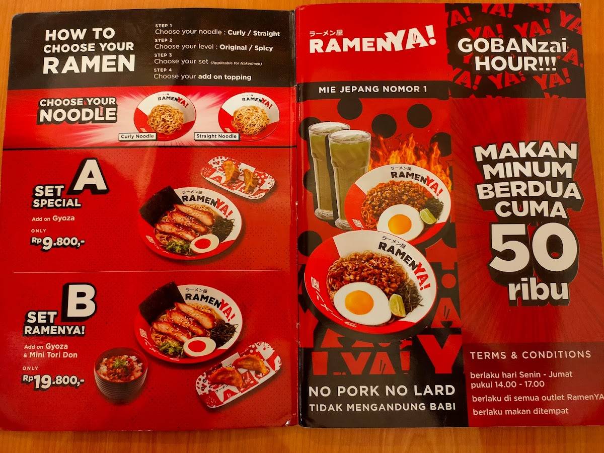 Menu at Ramen YA! Reserve Trans Icon Mall Surabaya restaurant, Surabaya