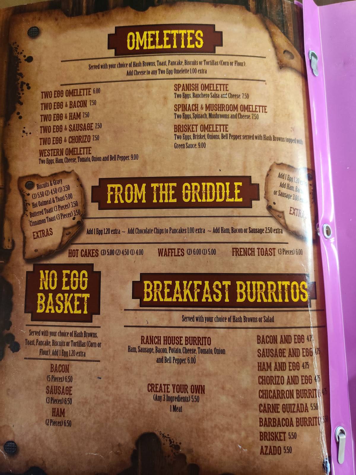 Menu at Ranch House Restaurant, Lovington
