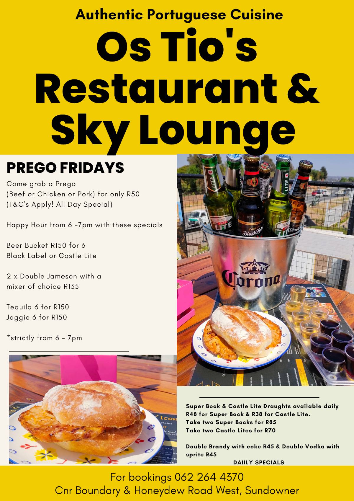 Menu at Os Tio's Restaurant & Sky Bar, Randburg