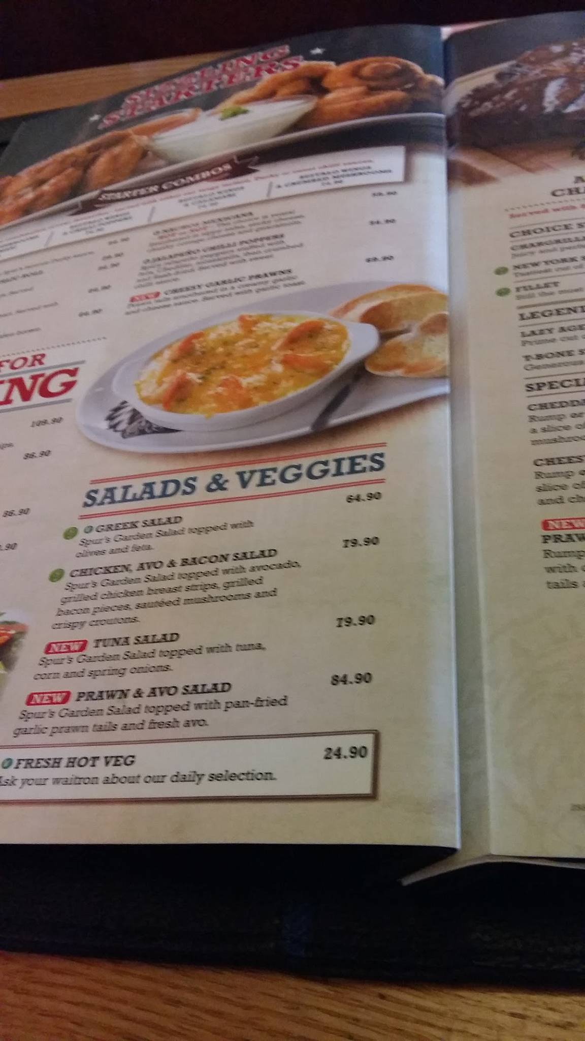 Menu at San Pedro Spur Steak Ranch restaurant, Randfontein