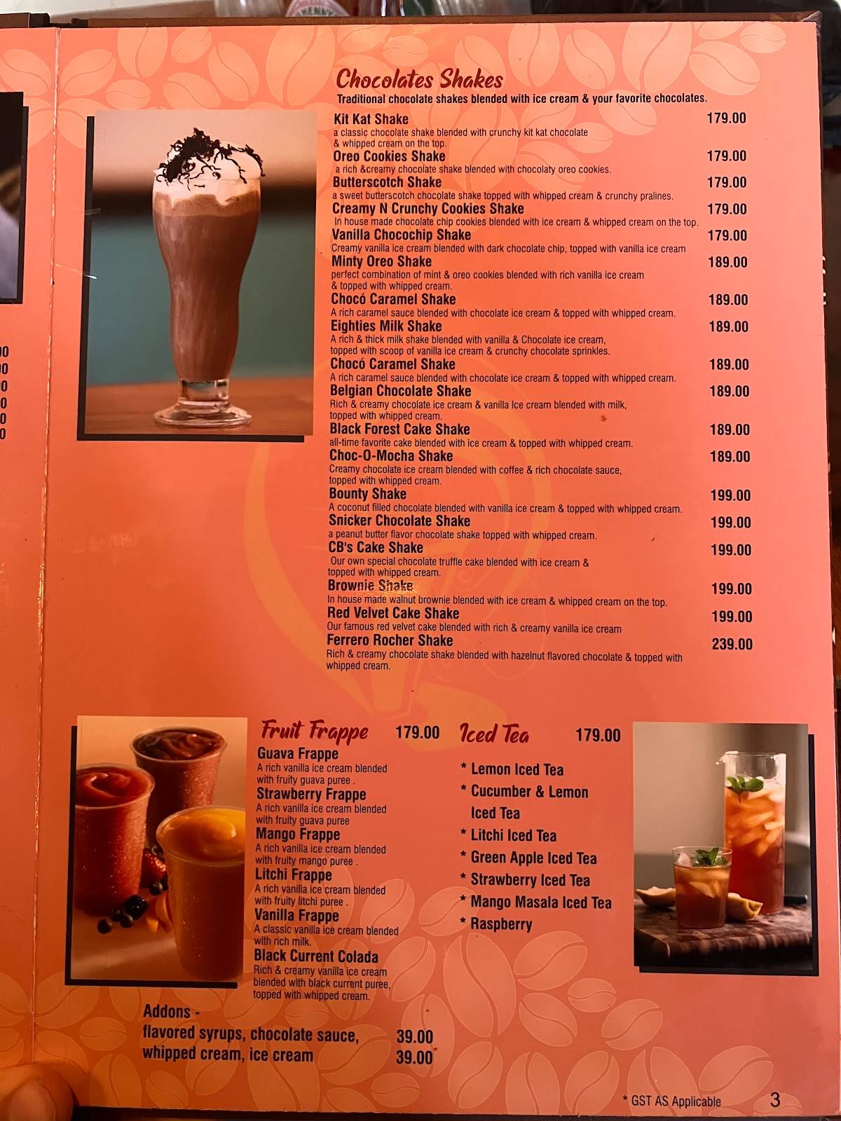 Menu at Coffee Break, Rangpo, Opp. Indian Oil Petrol Pump
