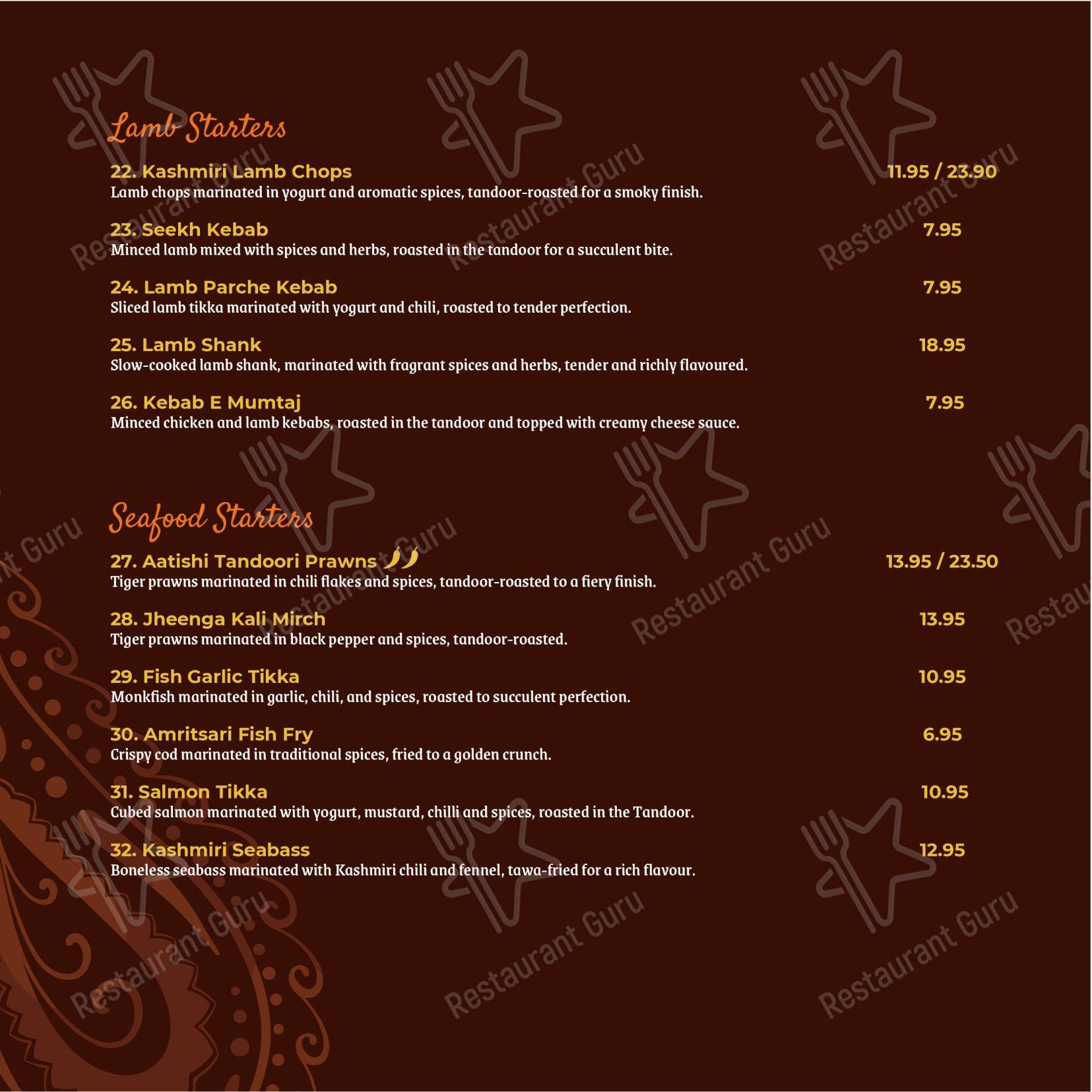 Menu at Rani Indian Restaurant, Newcastle Upon Tyne, Newcastle upon Tyne