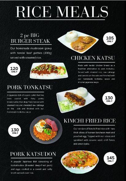 Menu at Rapto Tarlac restaurant, Tarlac City