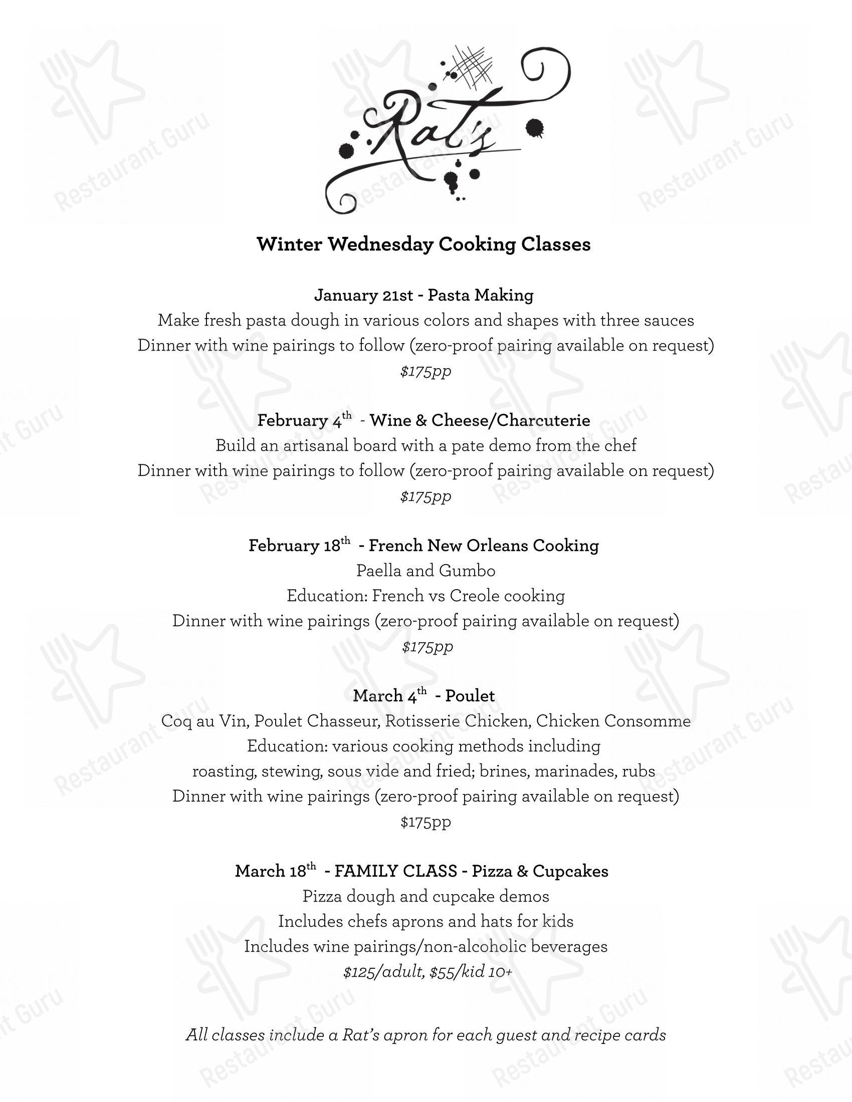 Menu at Rat's Restaurant, Hamilton Township, 16 Fairgrounds Rd