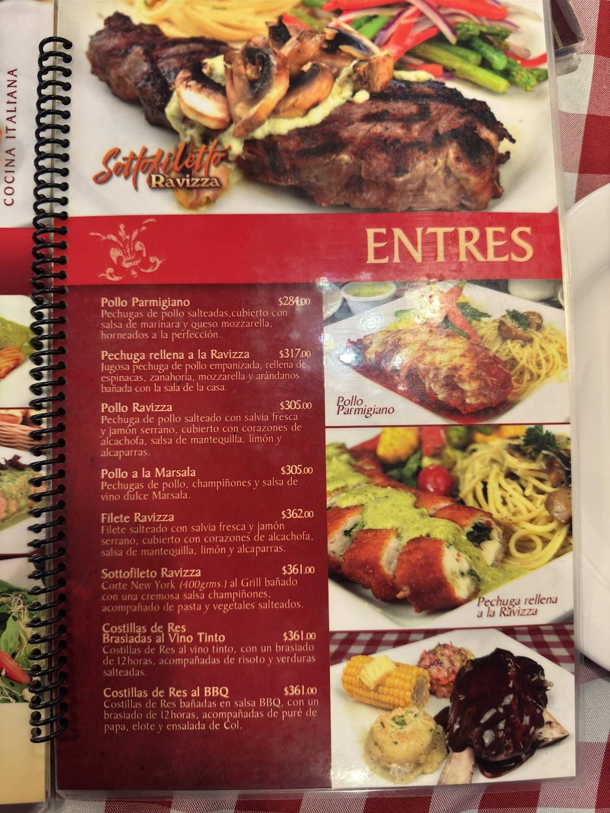 Carta del restaurante Ravizza Ristorante, Mexicali, Calz Independencia 5925