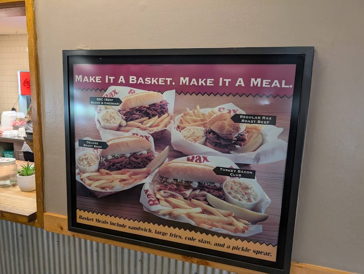 Menu at Rax restaurant, Harlan, US-421
