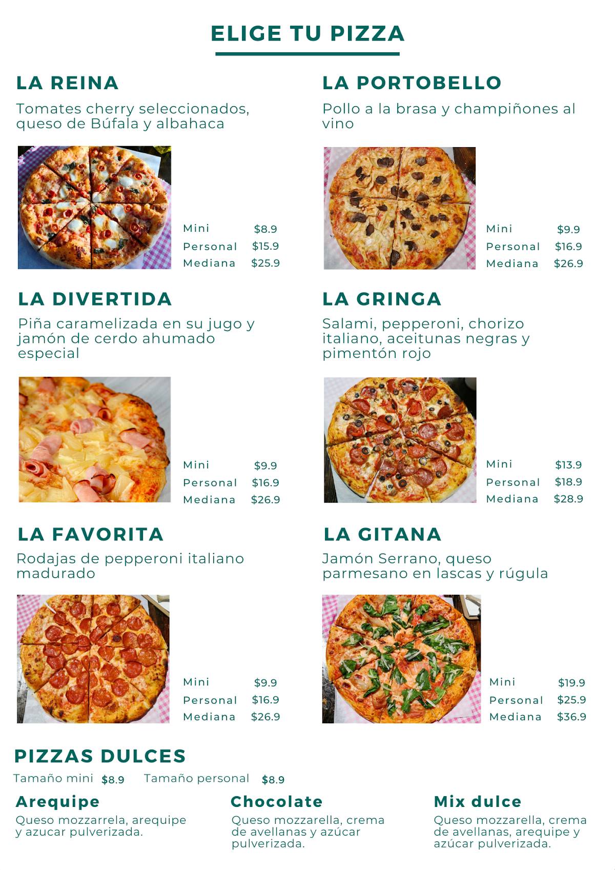 Menu at Razza restaurant, Bogotá