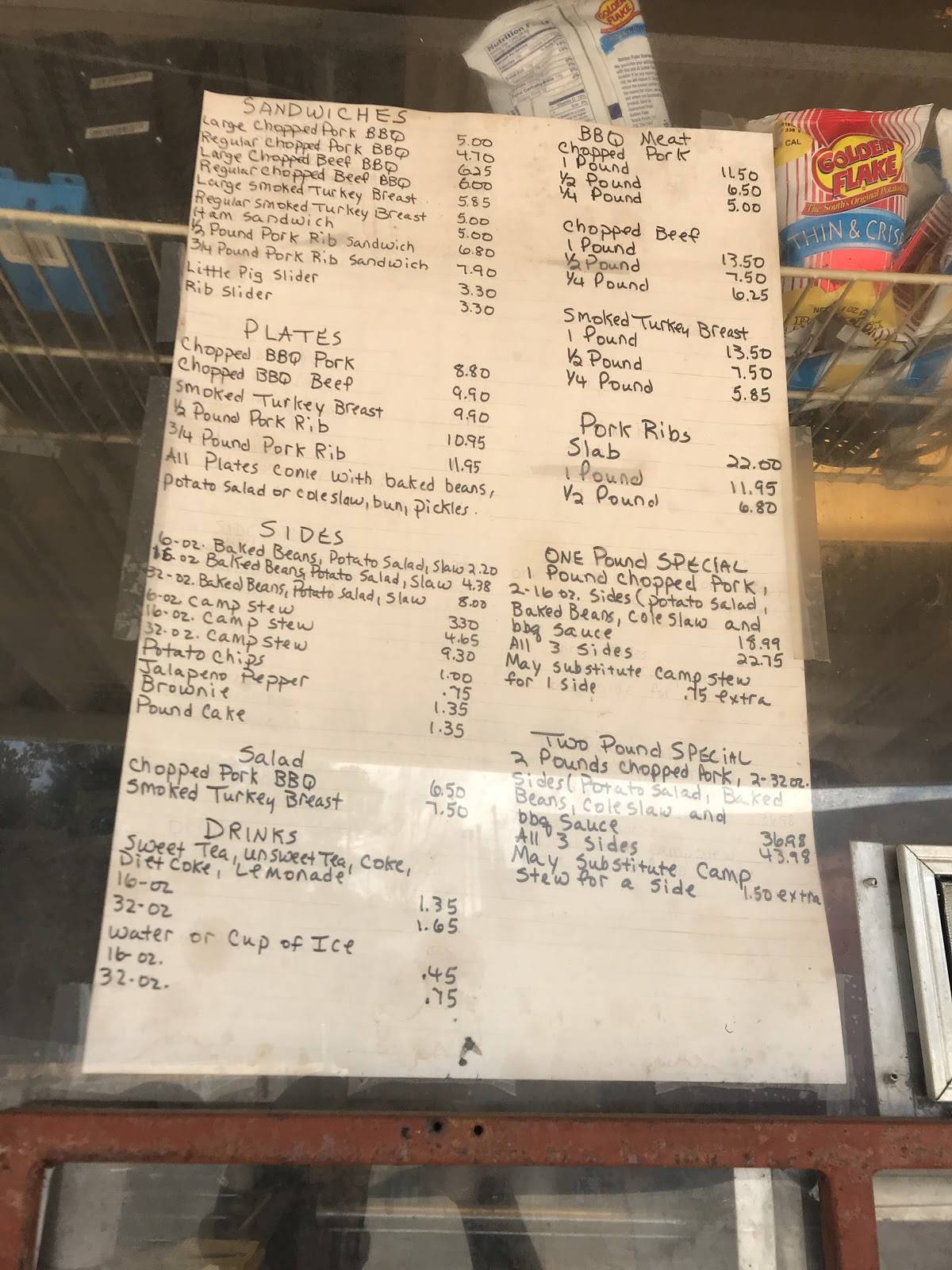 Menu at Real Pit Bar-B-Q, Greenville