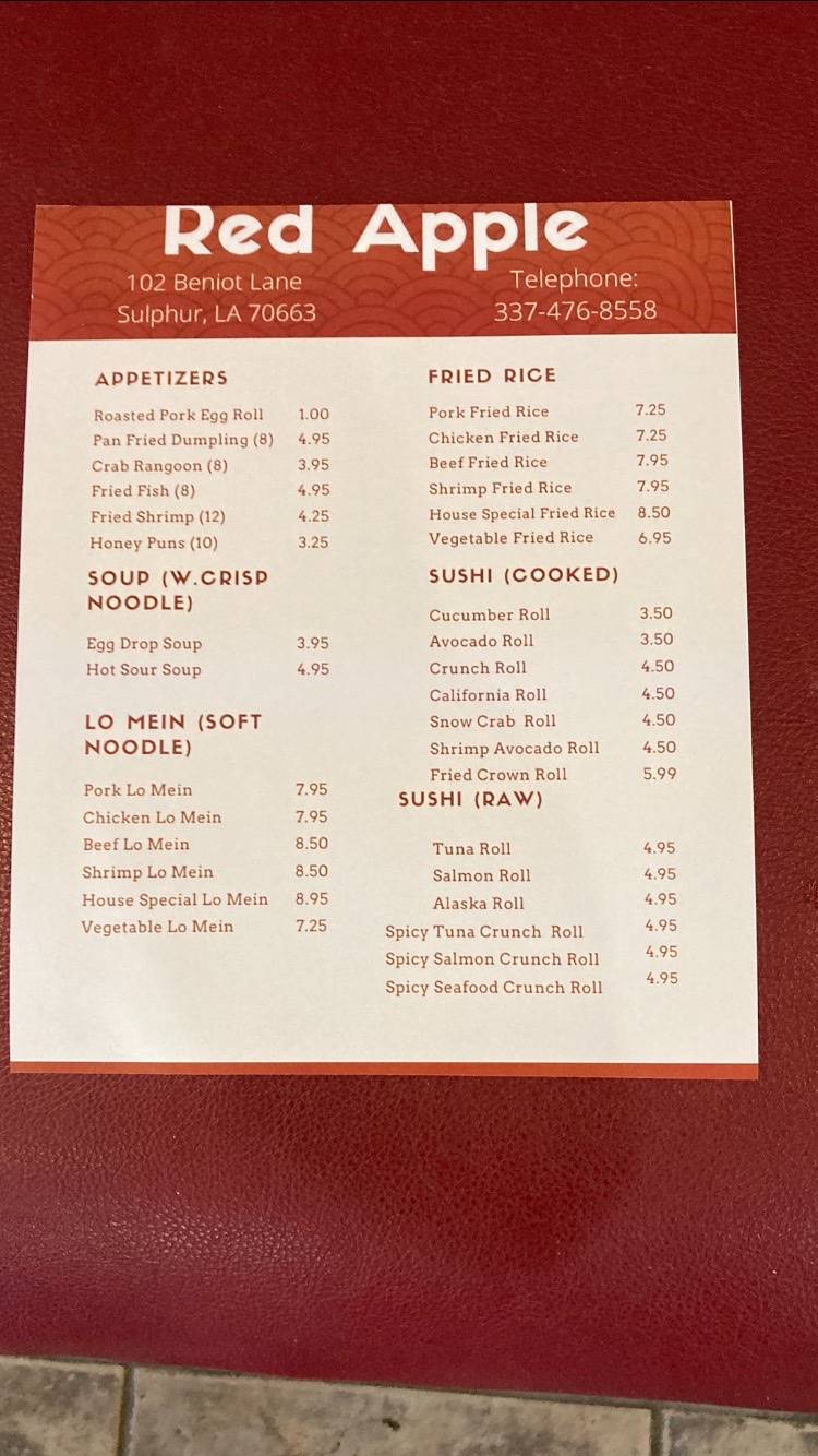 Menu at Red Apple Buffet, Sushi, Hibachi, And Chinese Food restaurant ...
