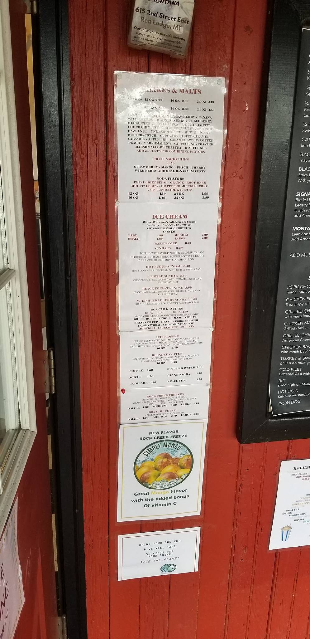 Menu at Red Box Car restaurant, Red Lodge