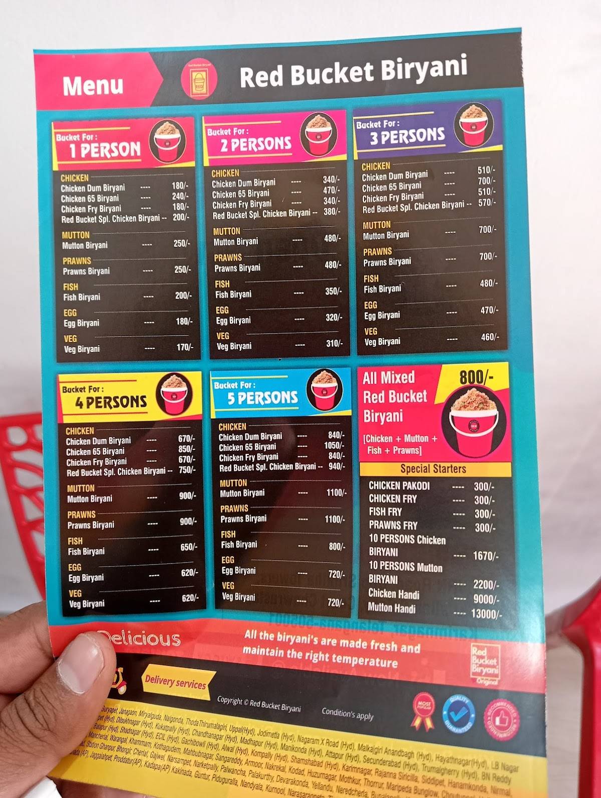 Menu at Red Bucket Biryani Karimnagar, Karimnagar