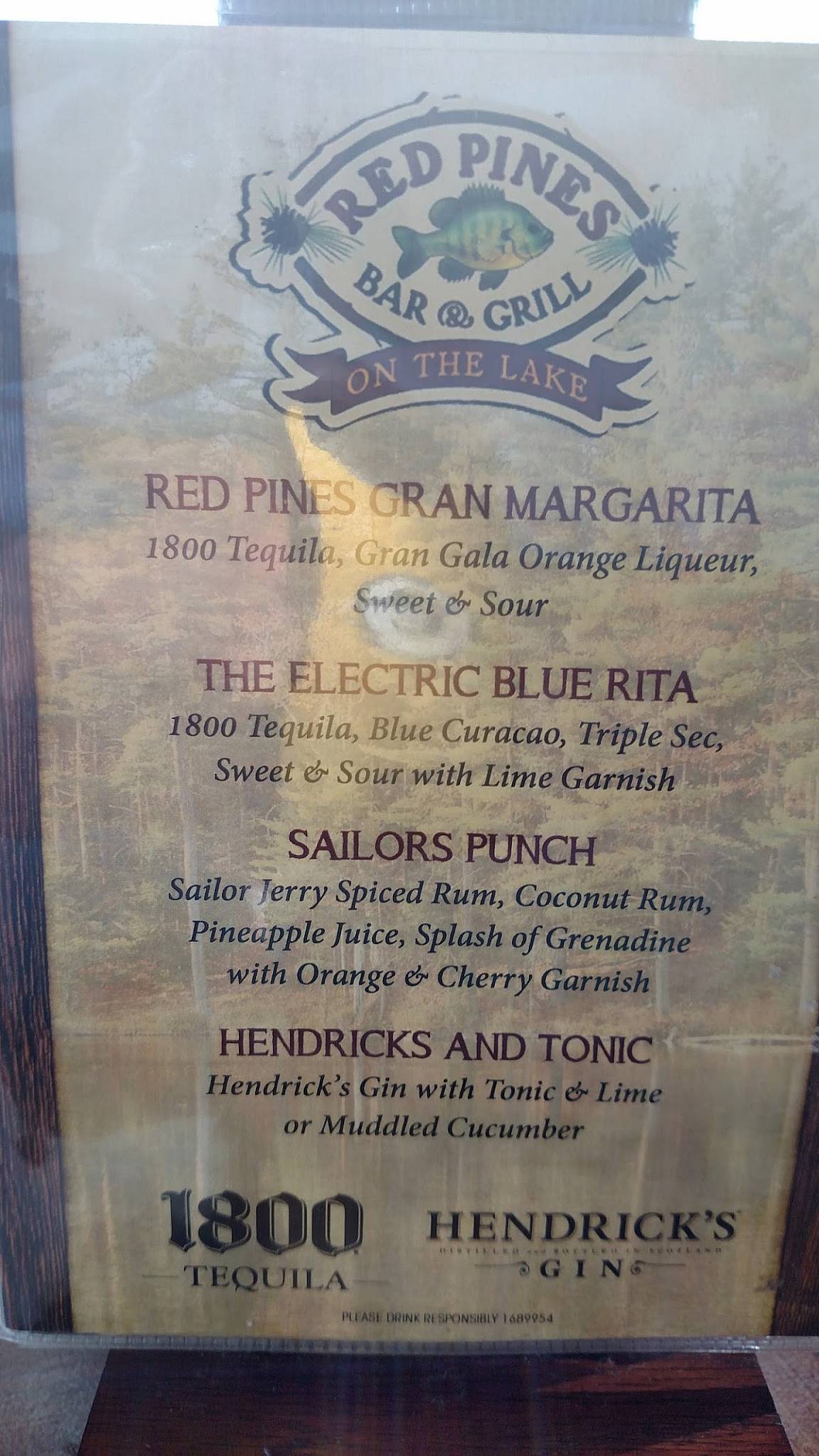 Menu at Red Pines pub & bar, Onalaska