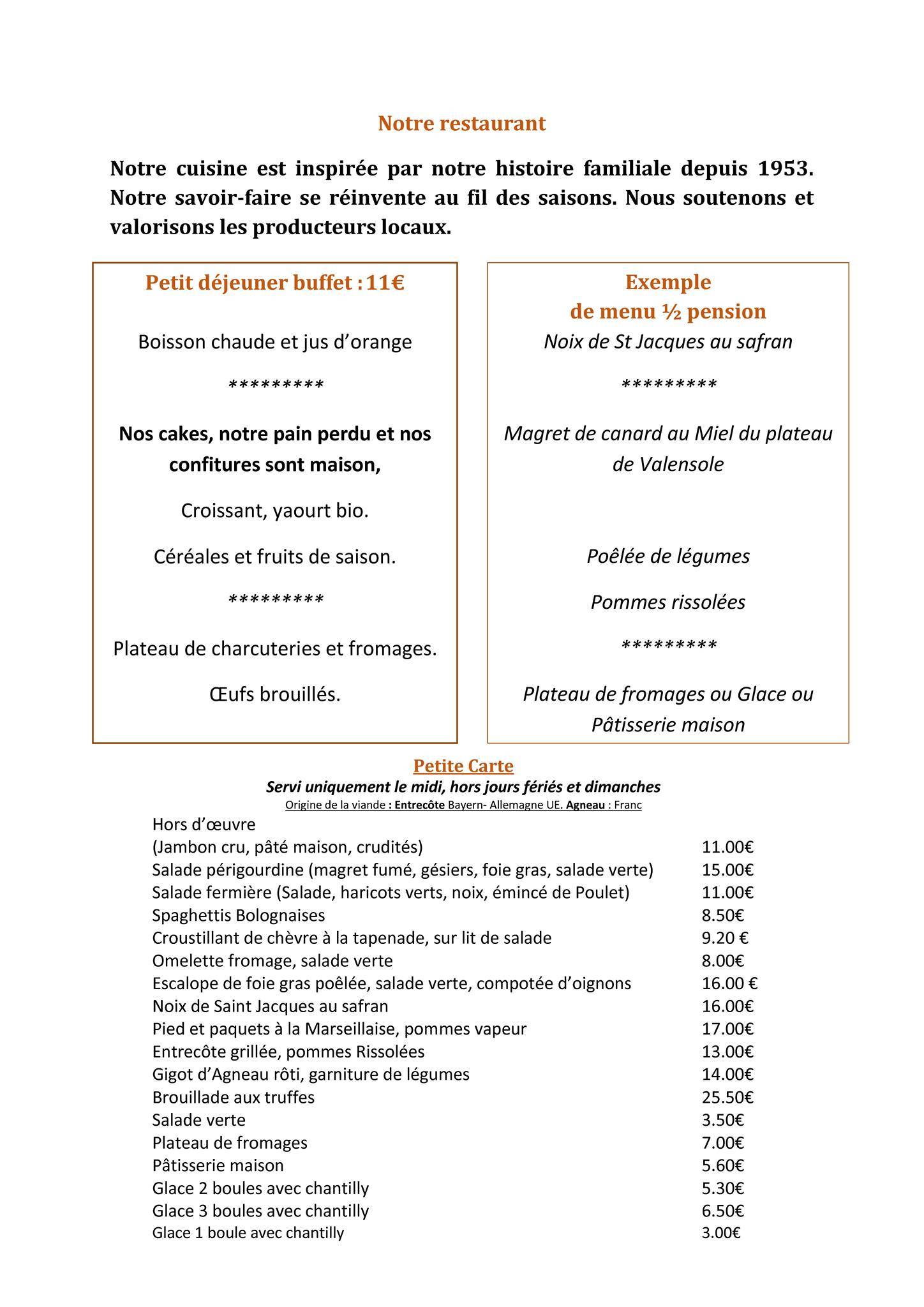Menu au Relais Notre Dame de Quinson - Hotel Restaurant, Quinson
