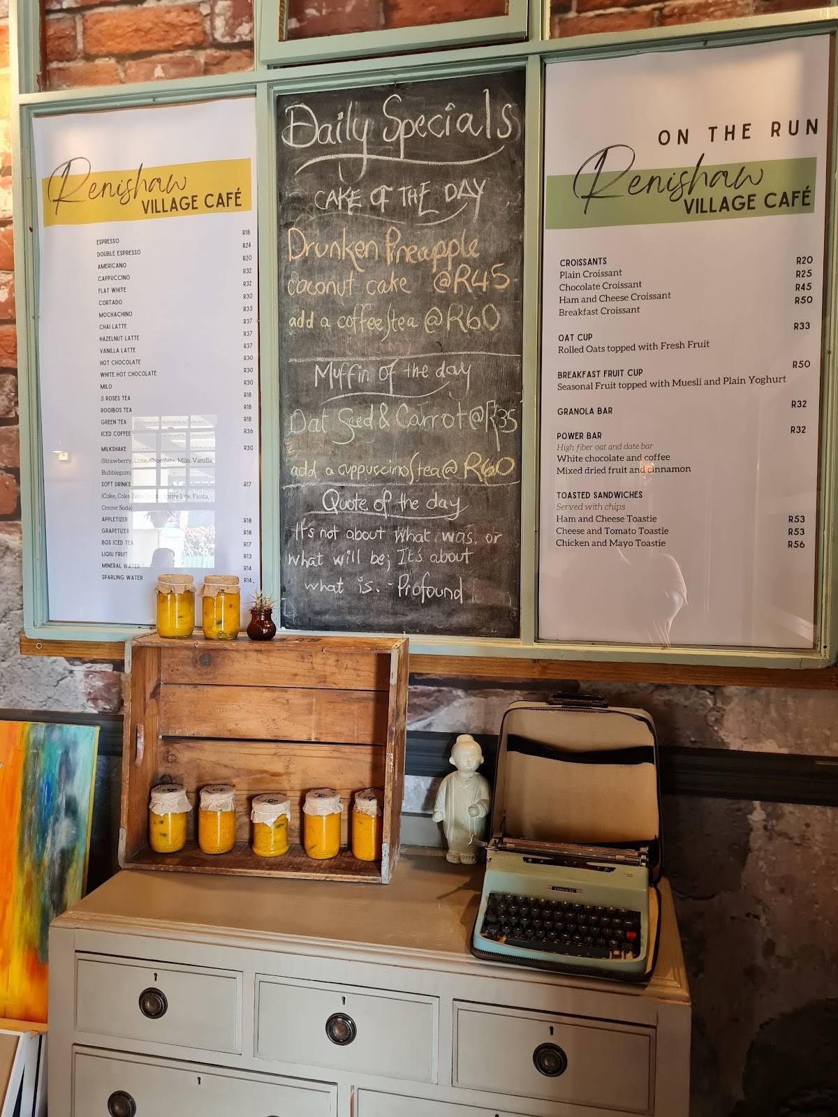 Menu at Renishaw Village Café restaurant, Scottburgh
