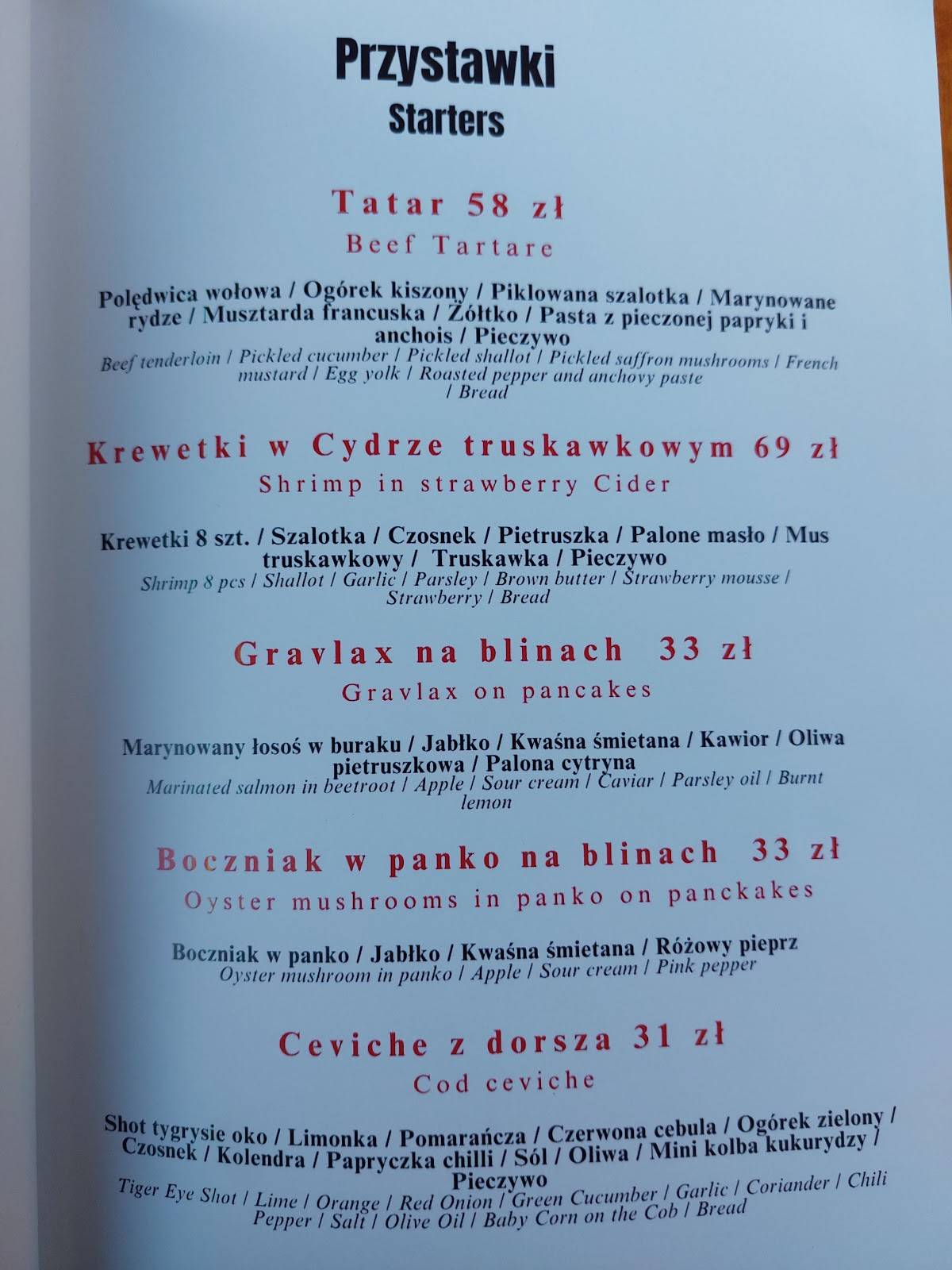 Menu at Restauracja Kelnerzy w Wieży Zabrze restaurant, Zabrze