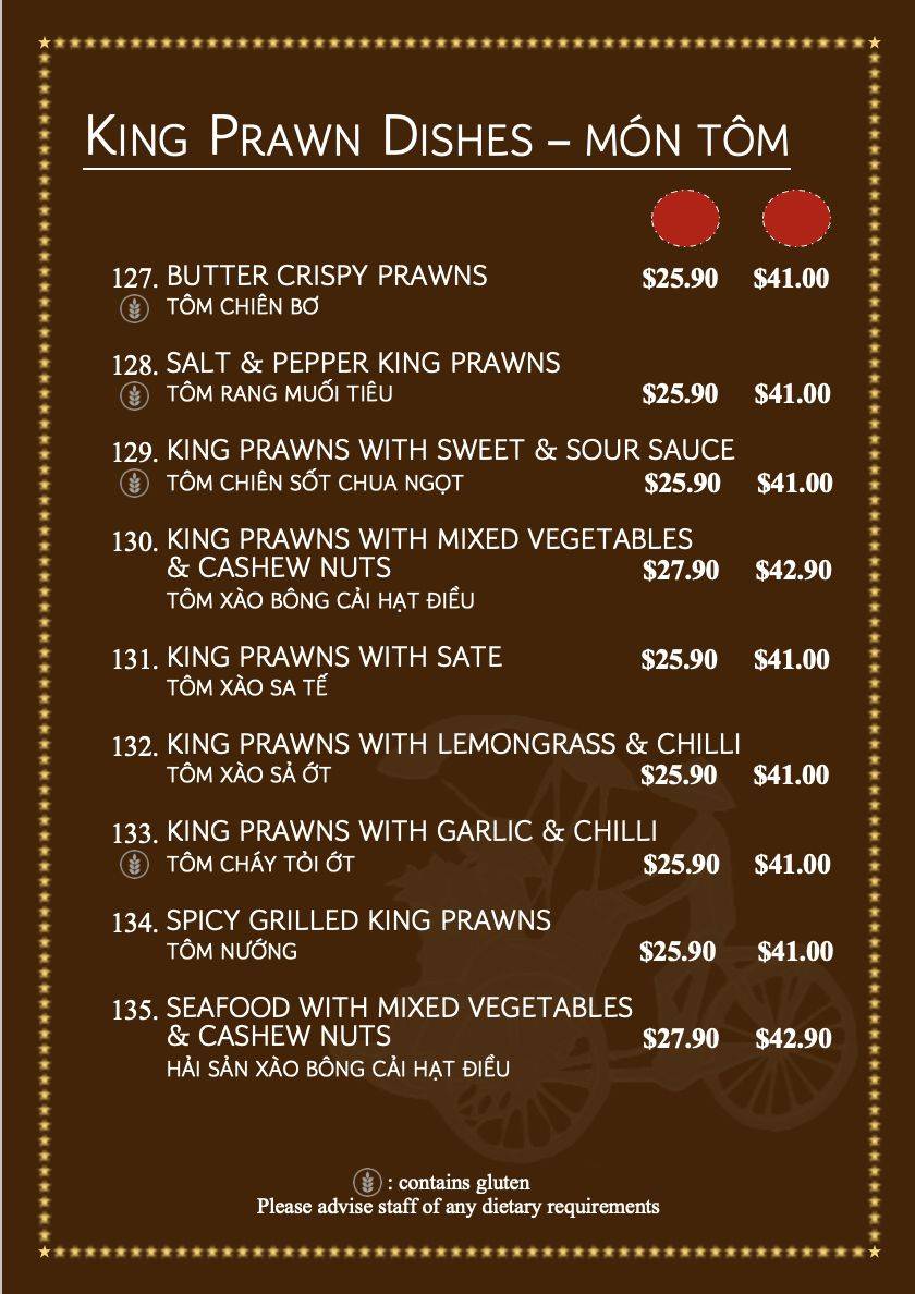 Menu at 5 Star restaurant, Christchurch, 250 Clyde Rd