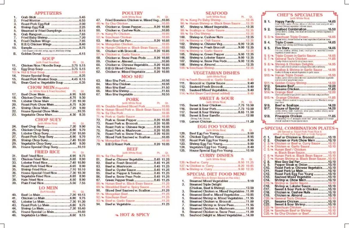 Menu at 88 China restaurant, Granite City