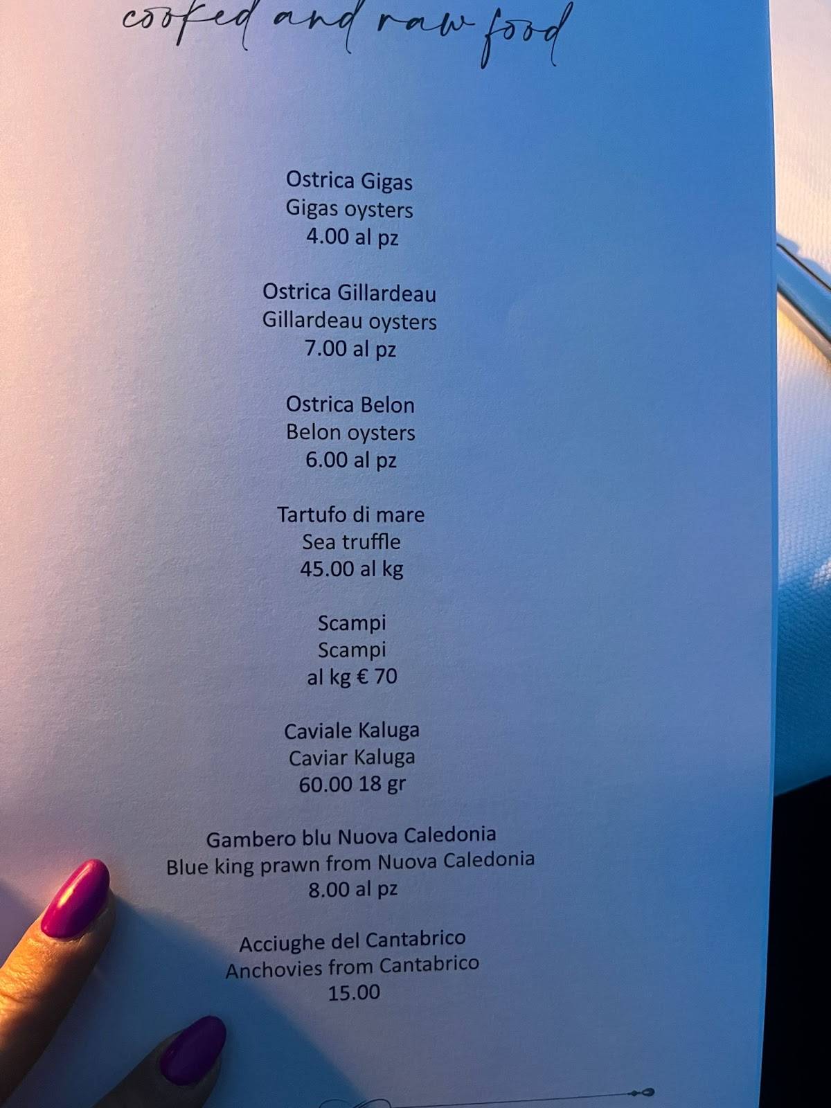 Menu da 'A Fenestella ristorante, Napoli, Calata Ponticello a Marechiaro