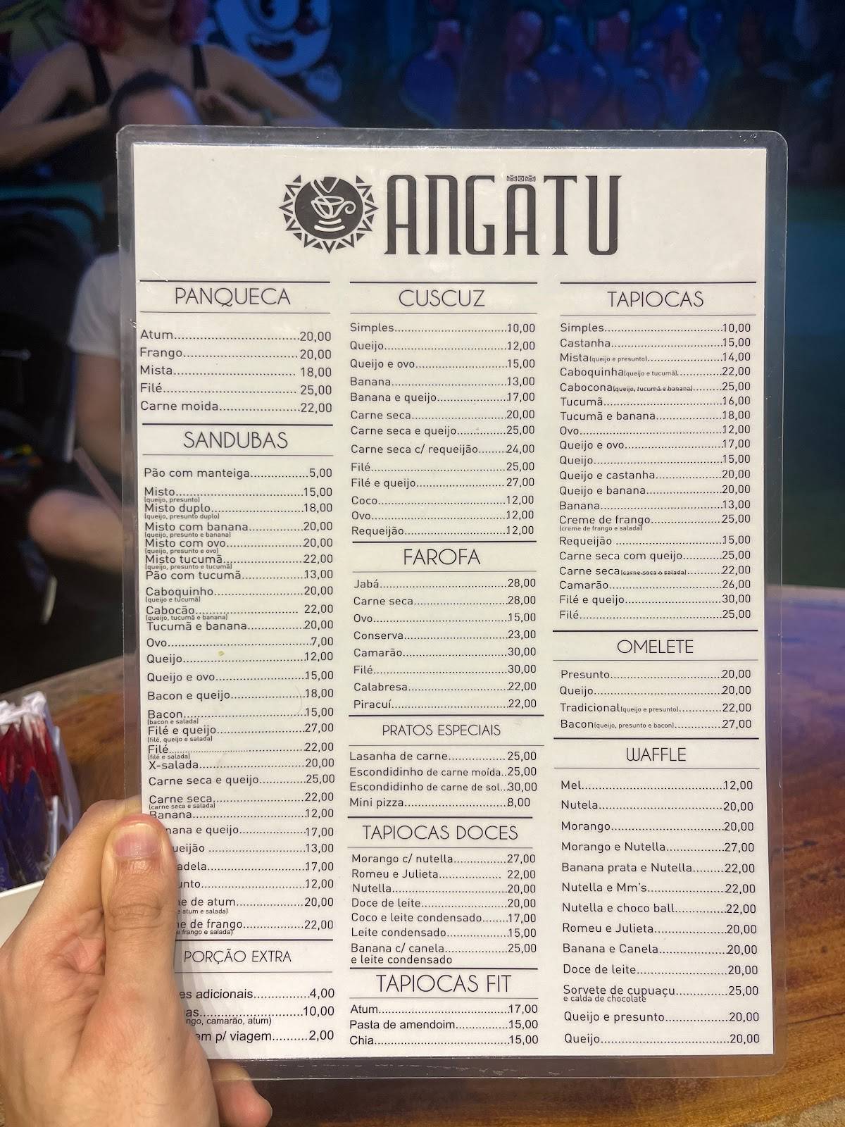 Menu at ANGATU CAFÉ UNIDADE CENTRO, Manaus