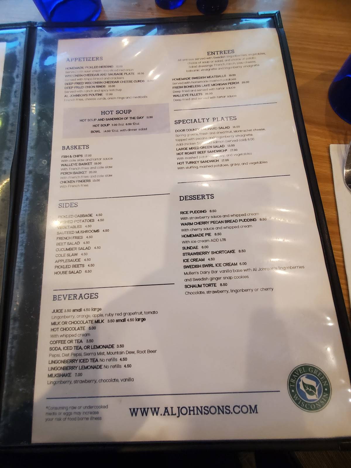 Menu at Al Johnson’s Swedish Restaurant & Butik, Sister Bay