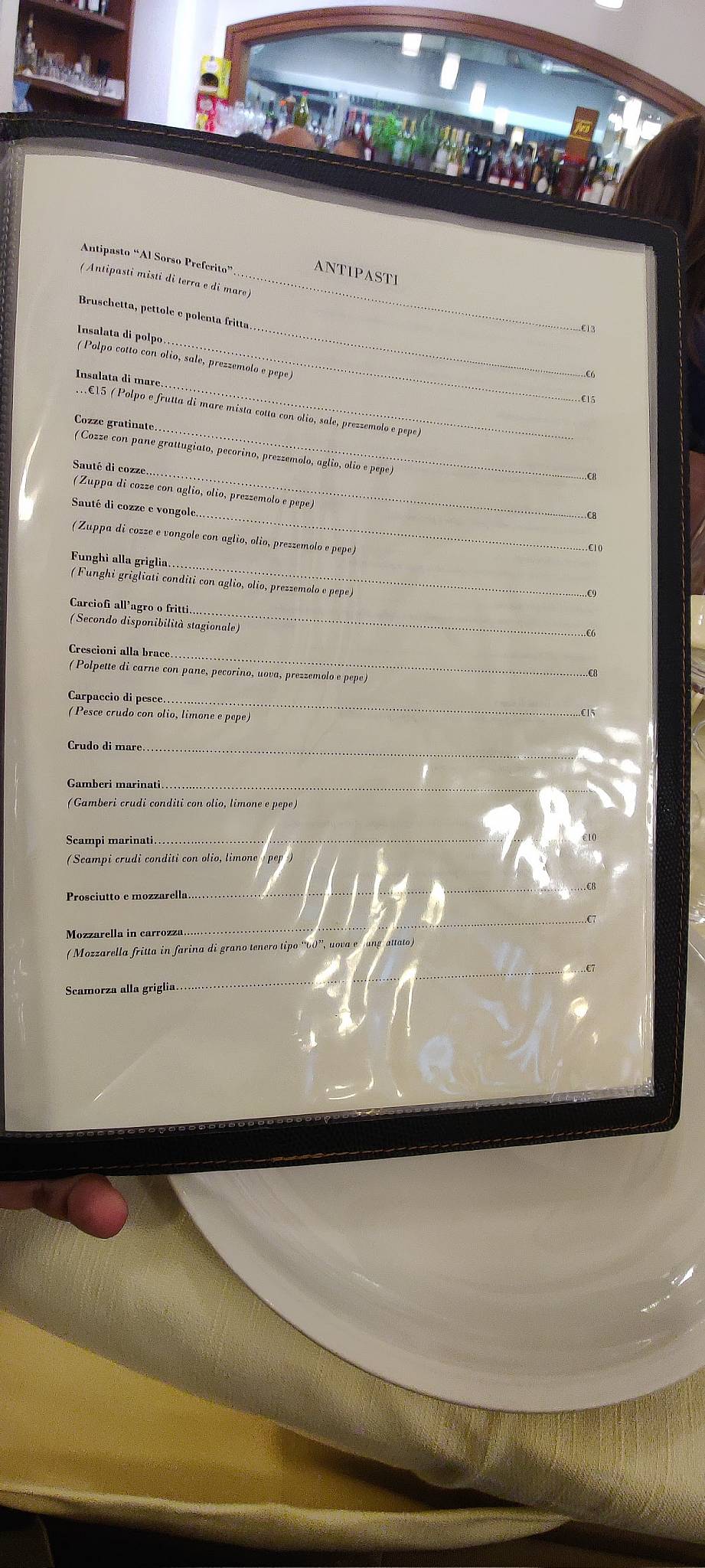 Menu at Al Sorso Preferito restaurant, Bari
