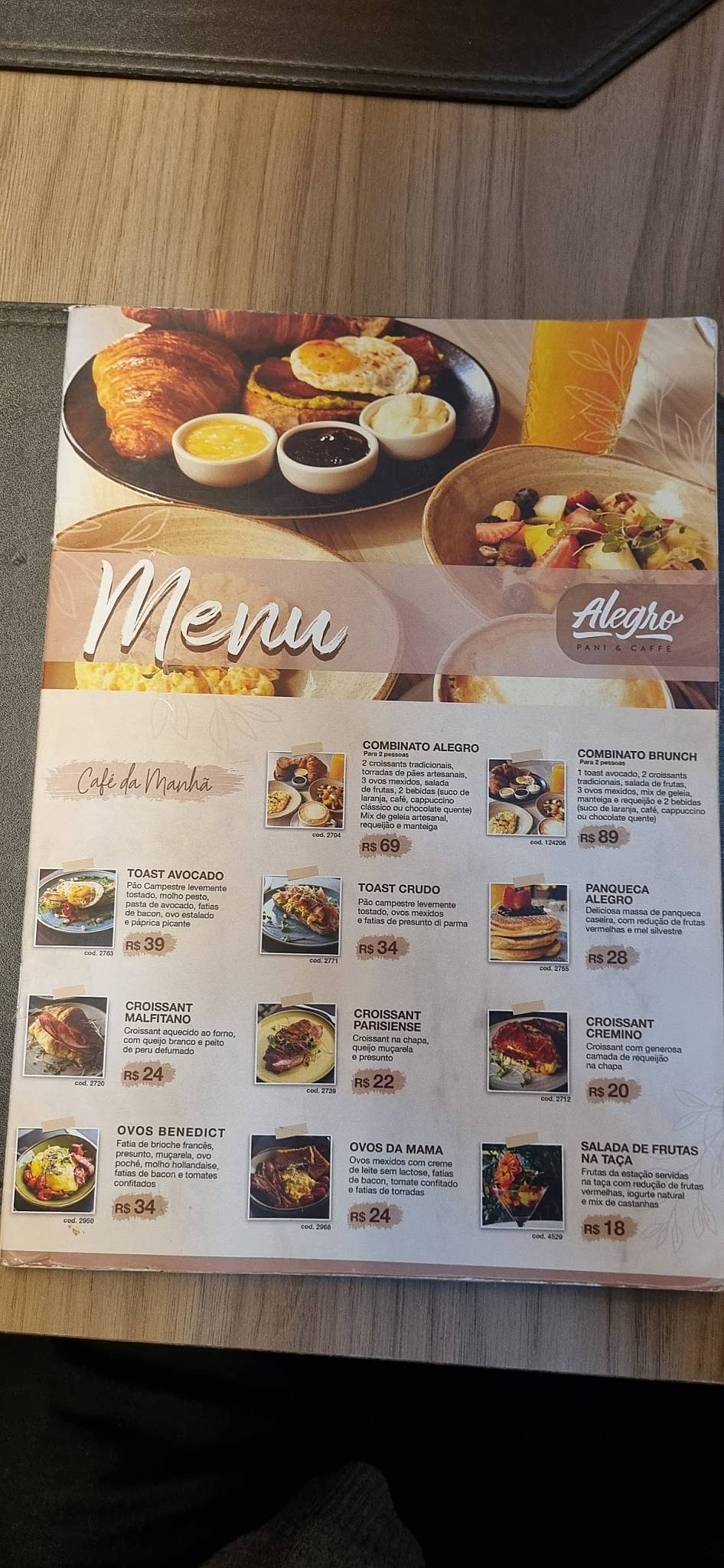 Menu em Alegro Pani & Caffè restaurante, Brasília, CLN 412 Bloco D ...