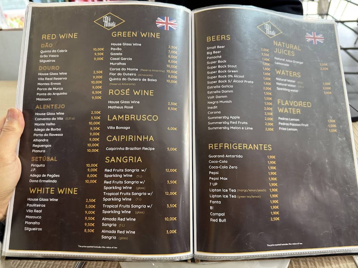 Menu at Almada Café, Porto, R. do Dr. Ricardo Jorge 74