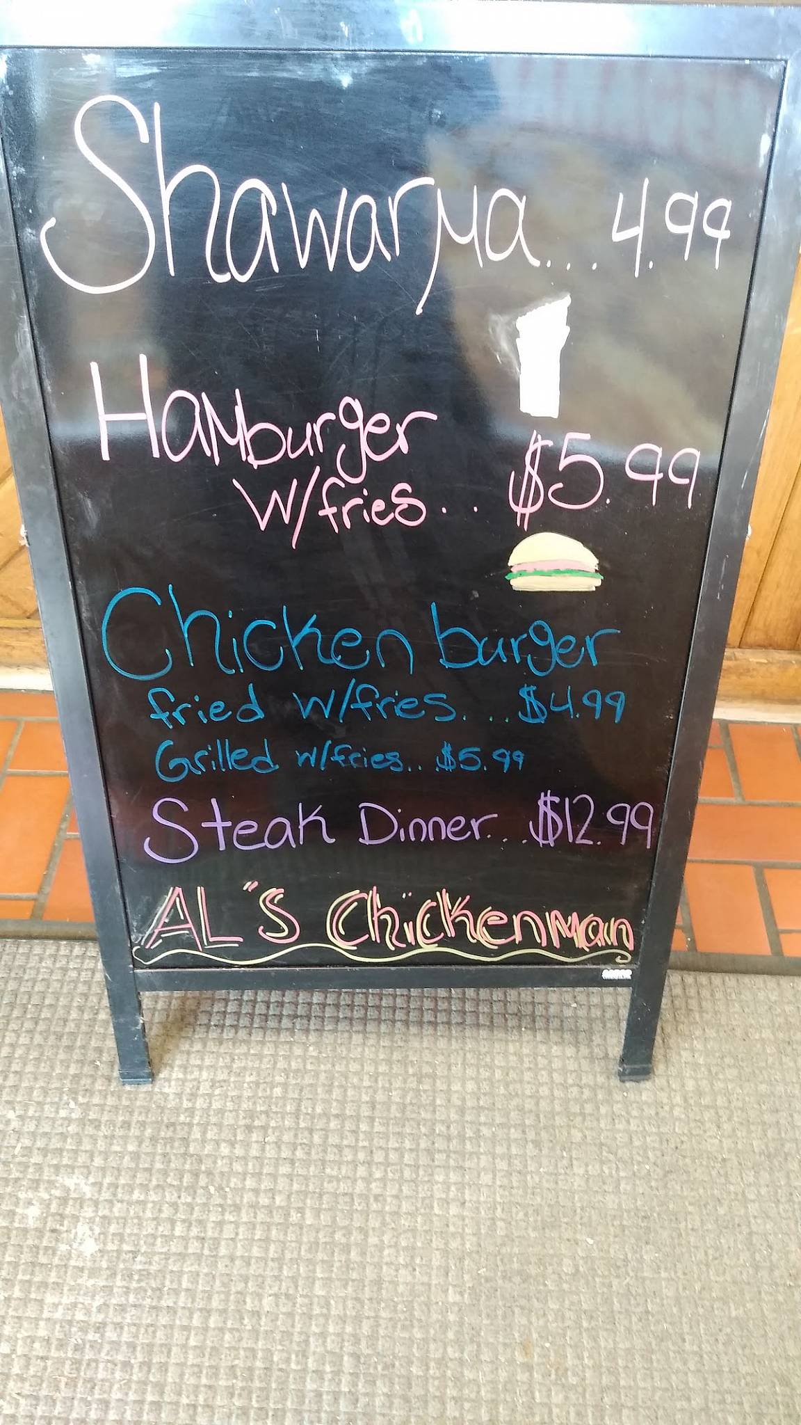 Menu at Al's Chicken Man restaurant, Taylor