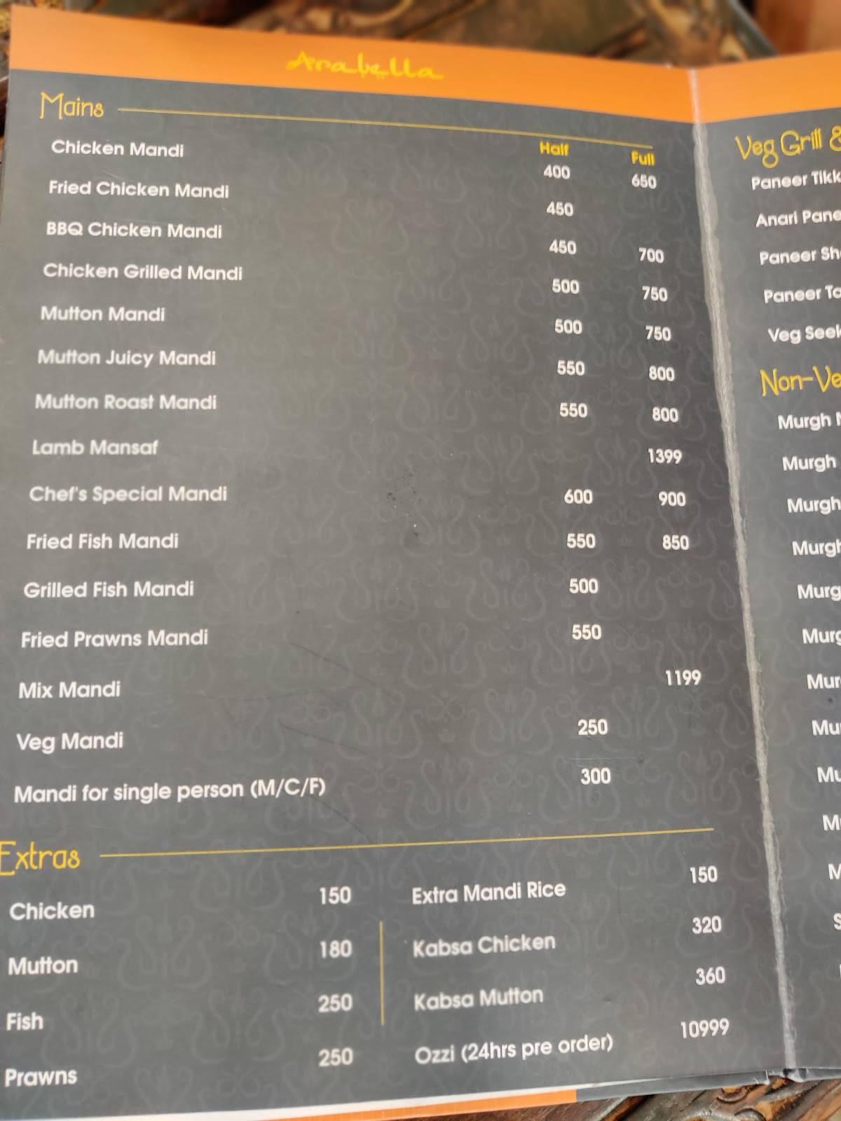 Menu at Arabella House Of Arabic & Lebanese Cuisine, Hyderabad