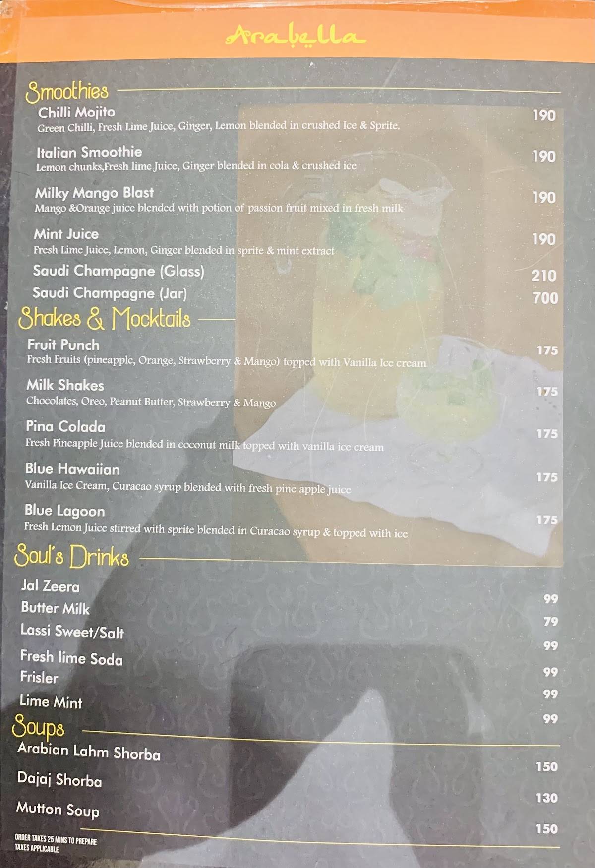 Menu at Arabella House Of Arabic & Lebanese Cuisine, Hyderabad