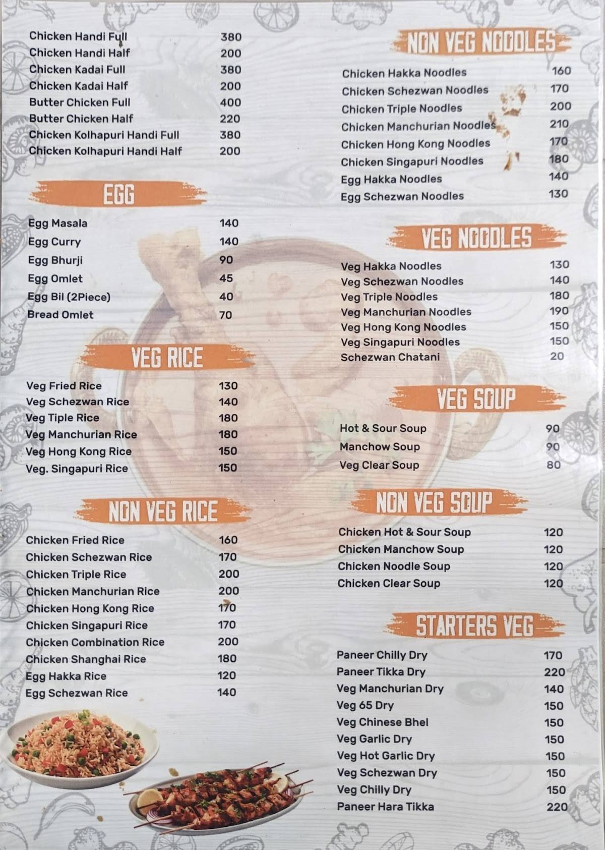 Menu at Army Canteen, Pune