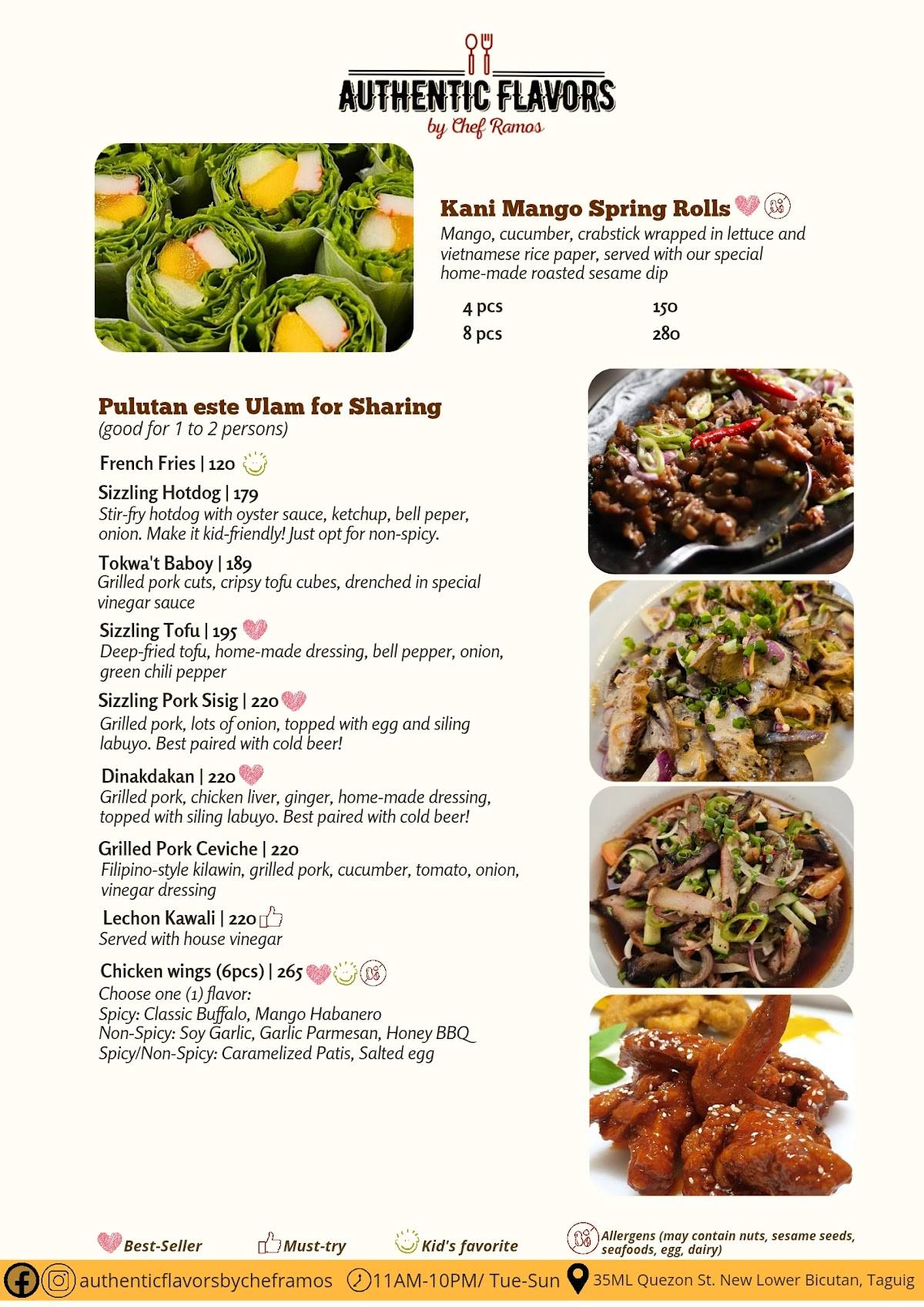 Carta del restaurante Authentic Flavors by Chef Ramos, Taguig