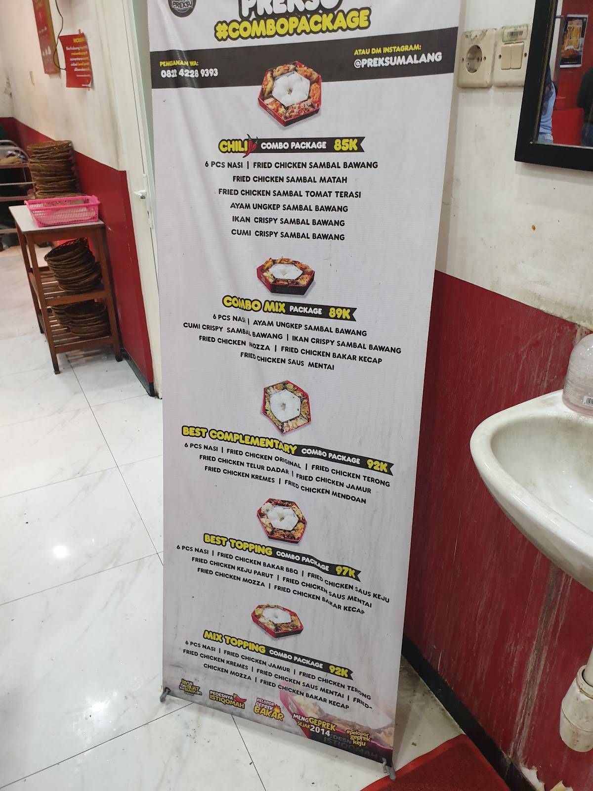 Menu at Ayam Geprek & Susu (PREKSU) restaurant, Malang