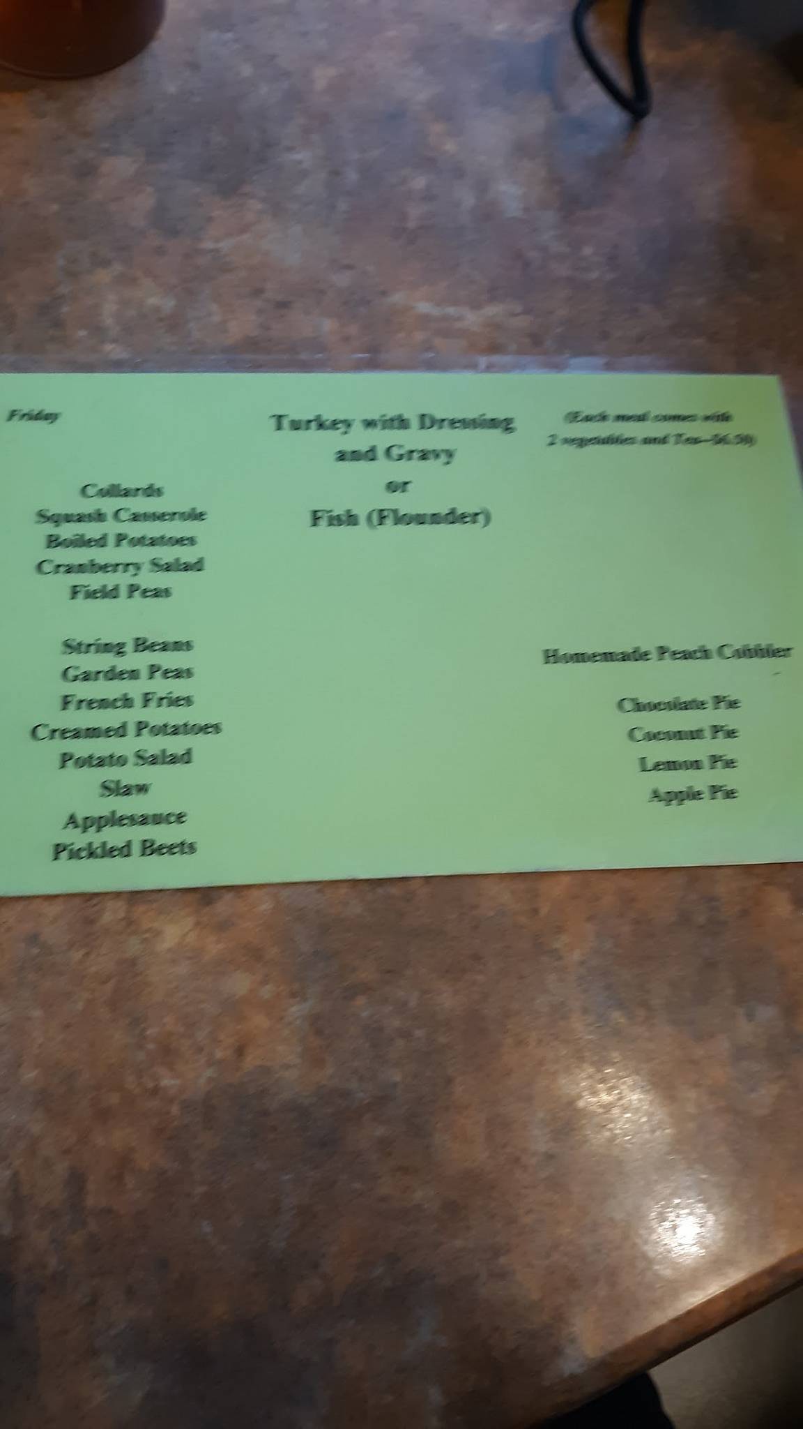 Menu at B & G Grill restaurant, Goldsboro