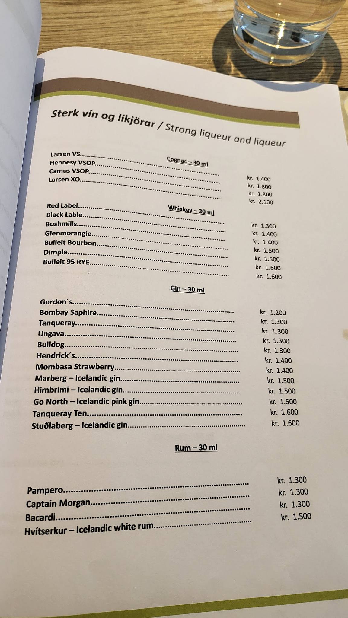 Menu at Restaurant BAKKI, Laugarbakki