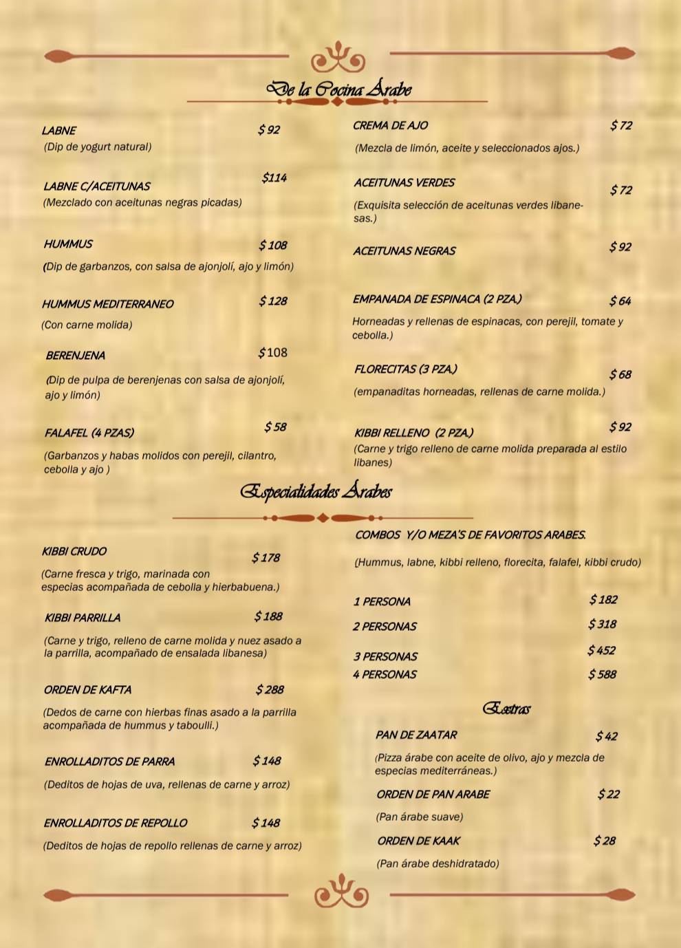 Menu at Barbaro's, Carne y Fuego, Chetumal