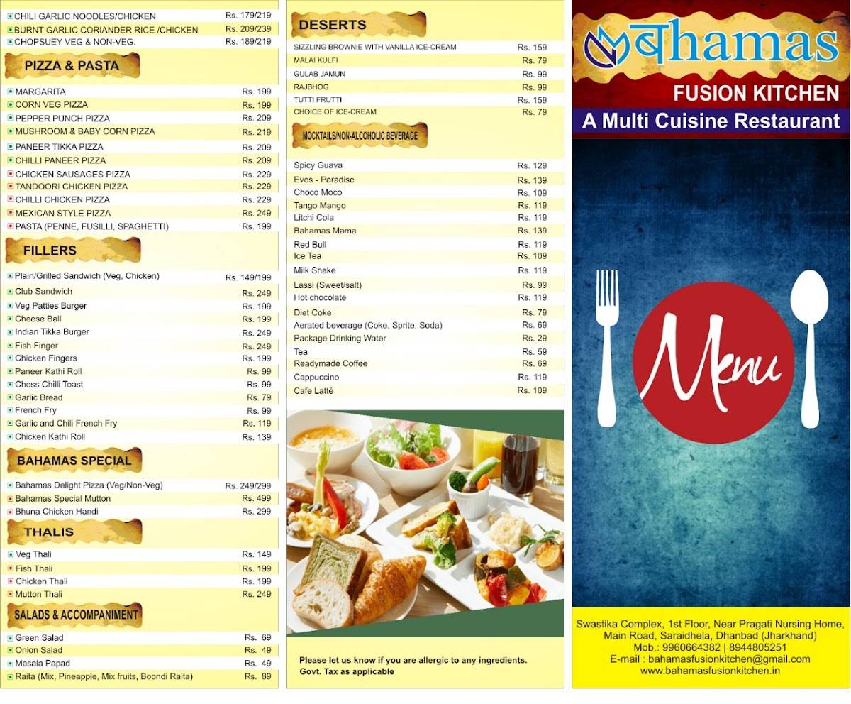 Menu at Bahamas Fusion Kitchen, Dhanbad
